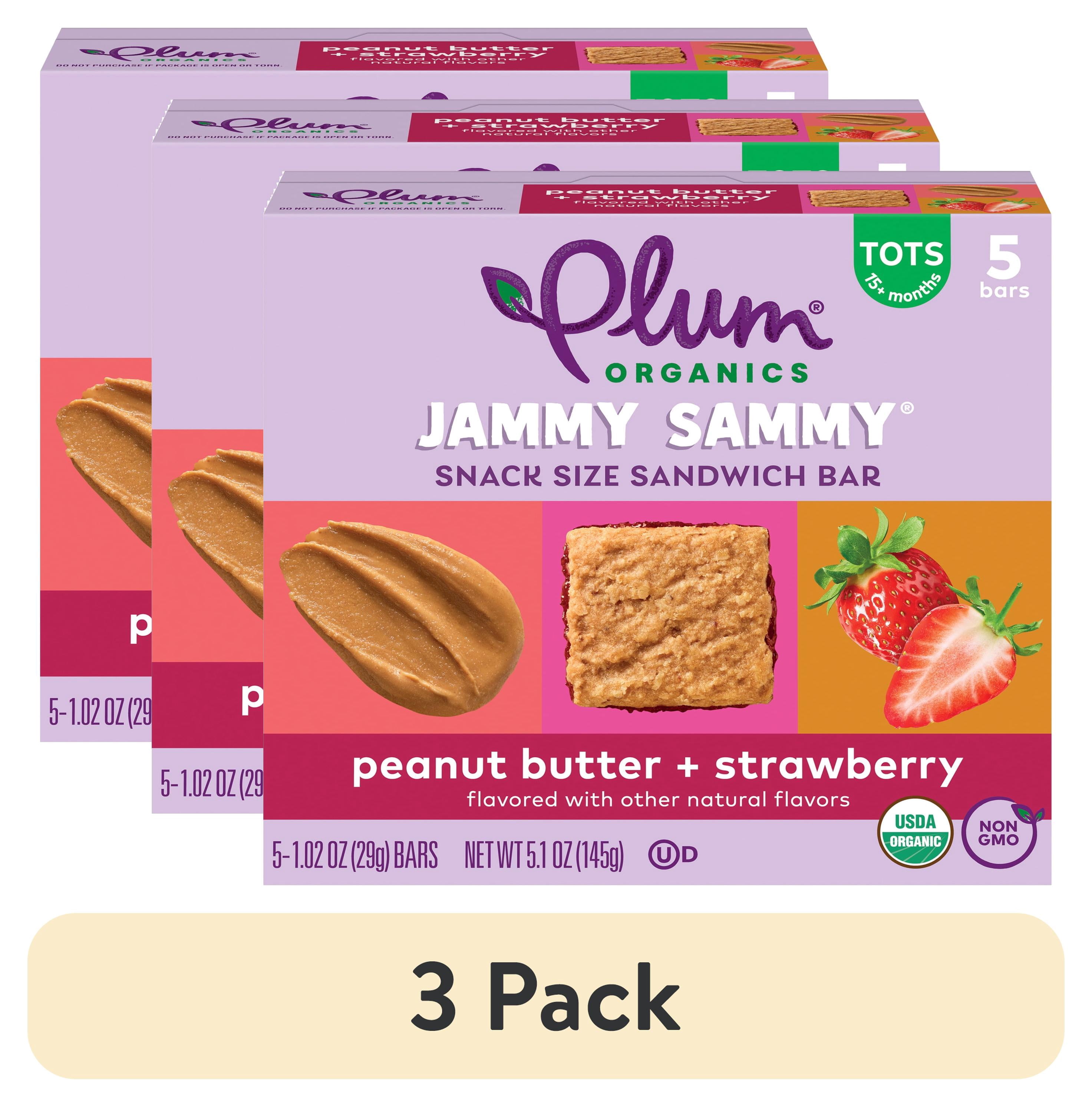 (3 pack) Plum Organics® Jammy Sammy® Snack Size Sandwich Bar Peanut ...