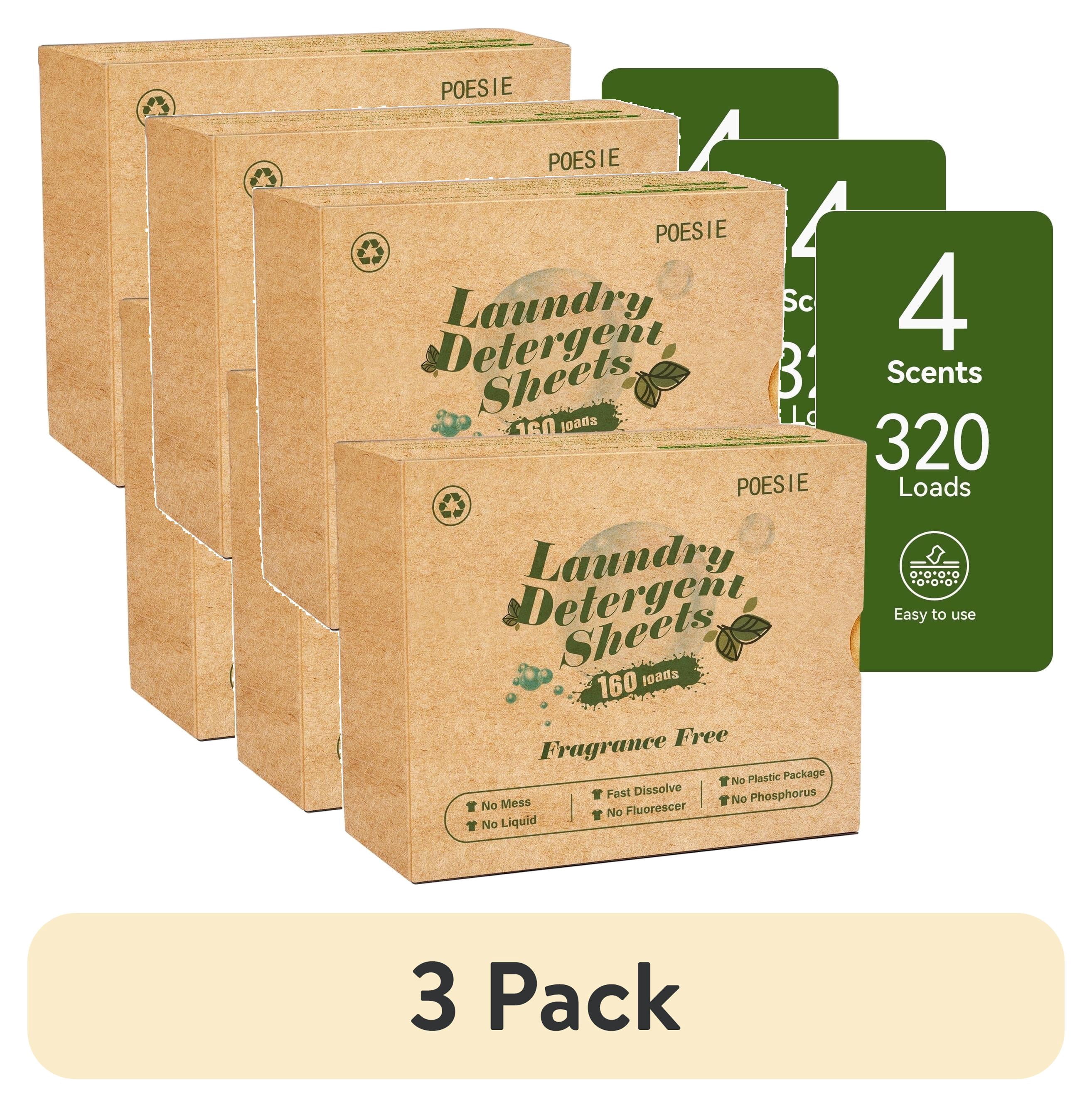 (3 pack) Poesie Laundry Detergent Sheets, Fragrance Free, No Waste, 320 ...