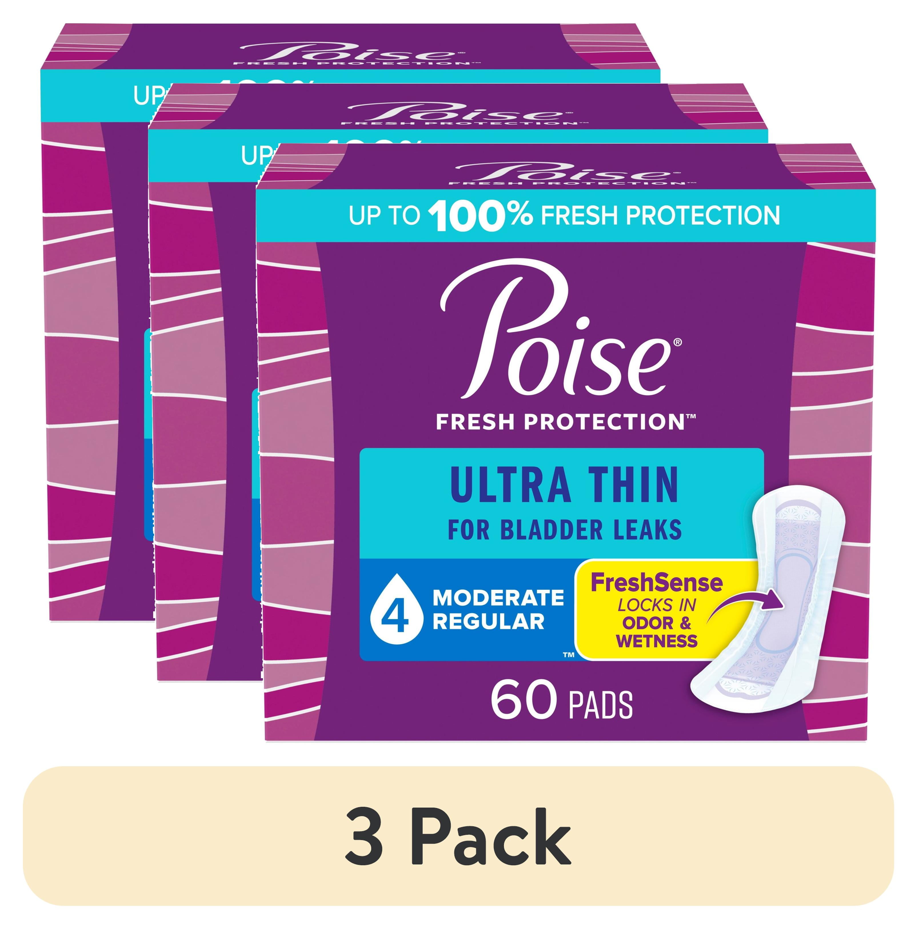 (3 pack) Poise Ultra Thin Incontinence Pads, 4 Drop Moderate Absorbency ...