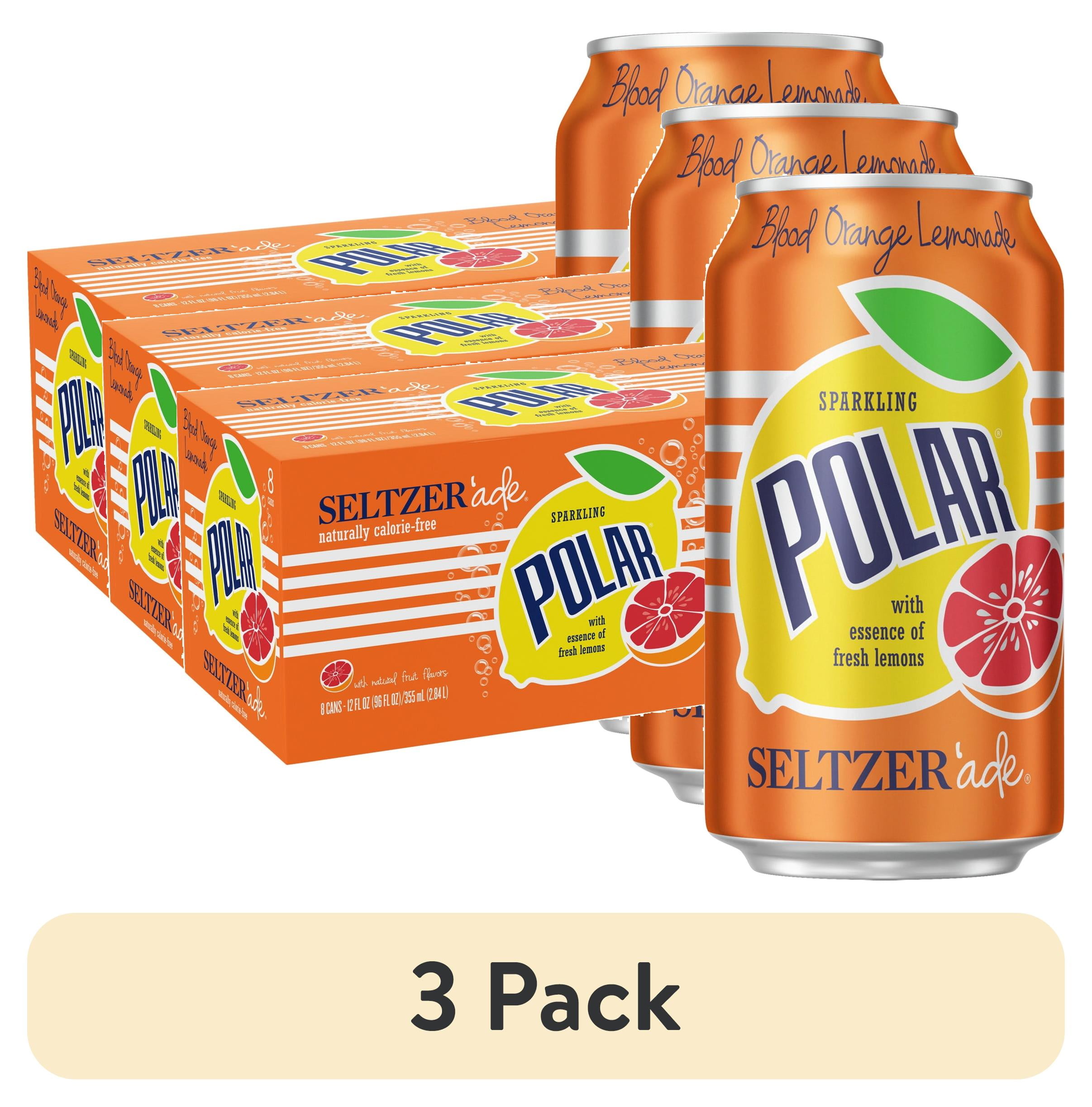 (3 pack) Polar Zero Calorie Blood Orange Lemonade Sparkling Seltzer Water, 12 fl oz, 8 Pack Cans ...