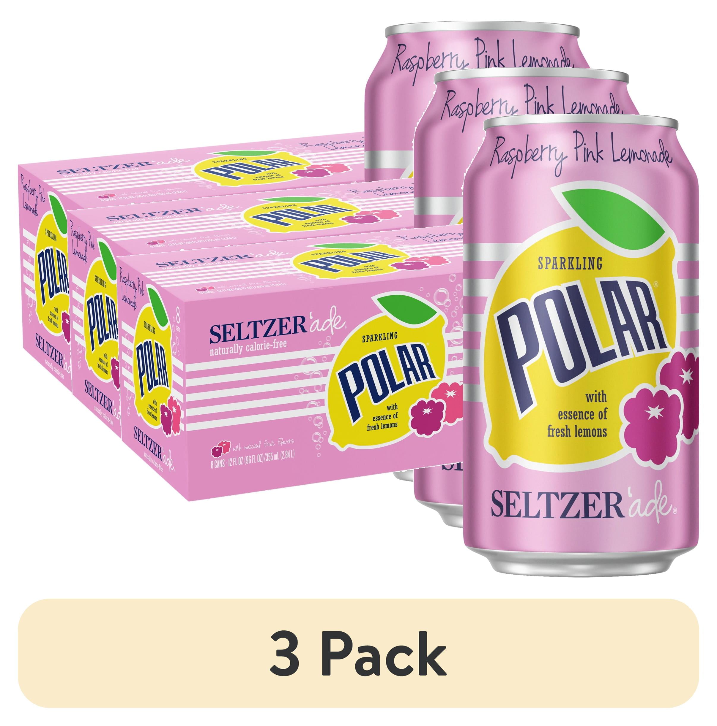 (3 pack) Polar Zero Calorie Raspberry Pink Lemonade Sparkling Seltzer Water, 12 fl oz, 8 Pack ...