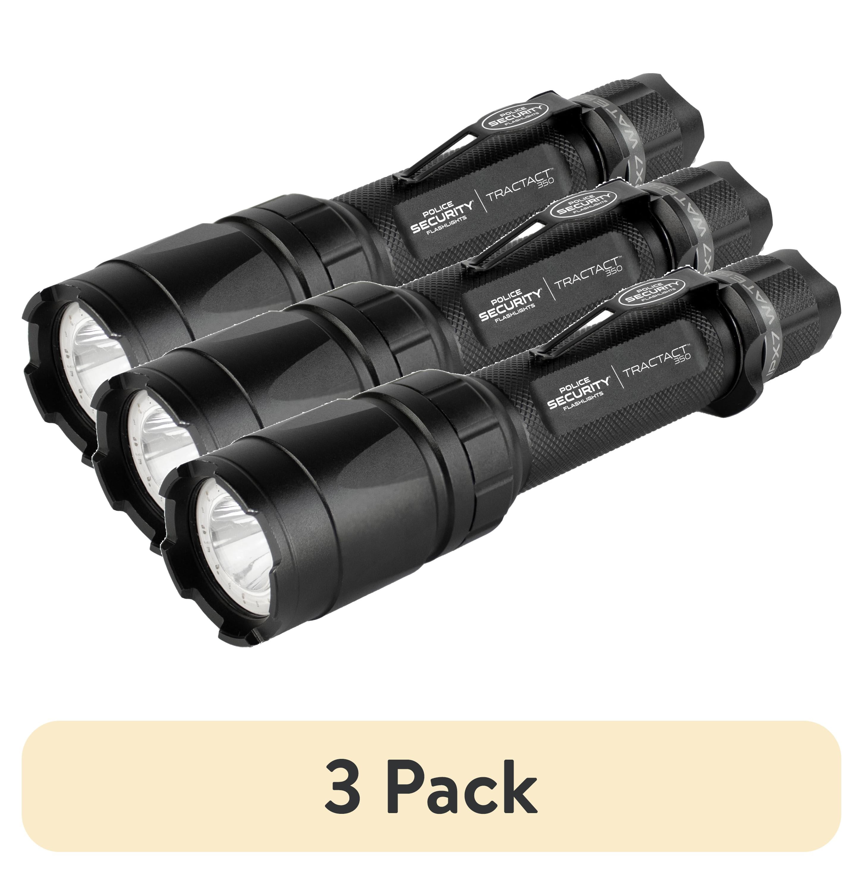 (3 pack) Police Security Trac-Tact 350 Lumen LED Flashlight, 2AA Black ...