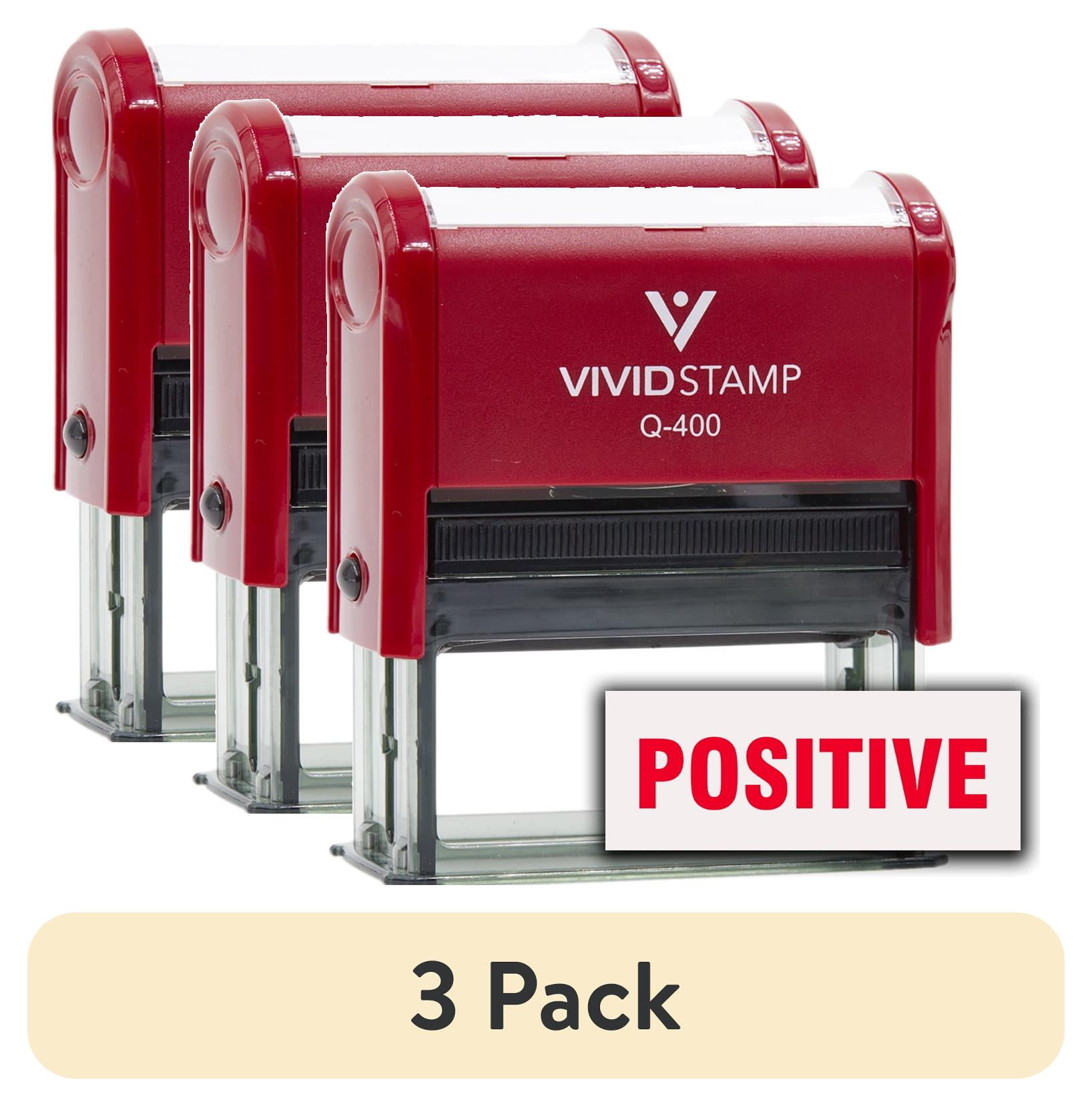 (3 pack) Positive Self-Inking Office Rubber Stamp (Red Ink) - Q-400 ...