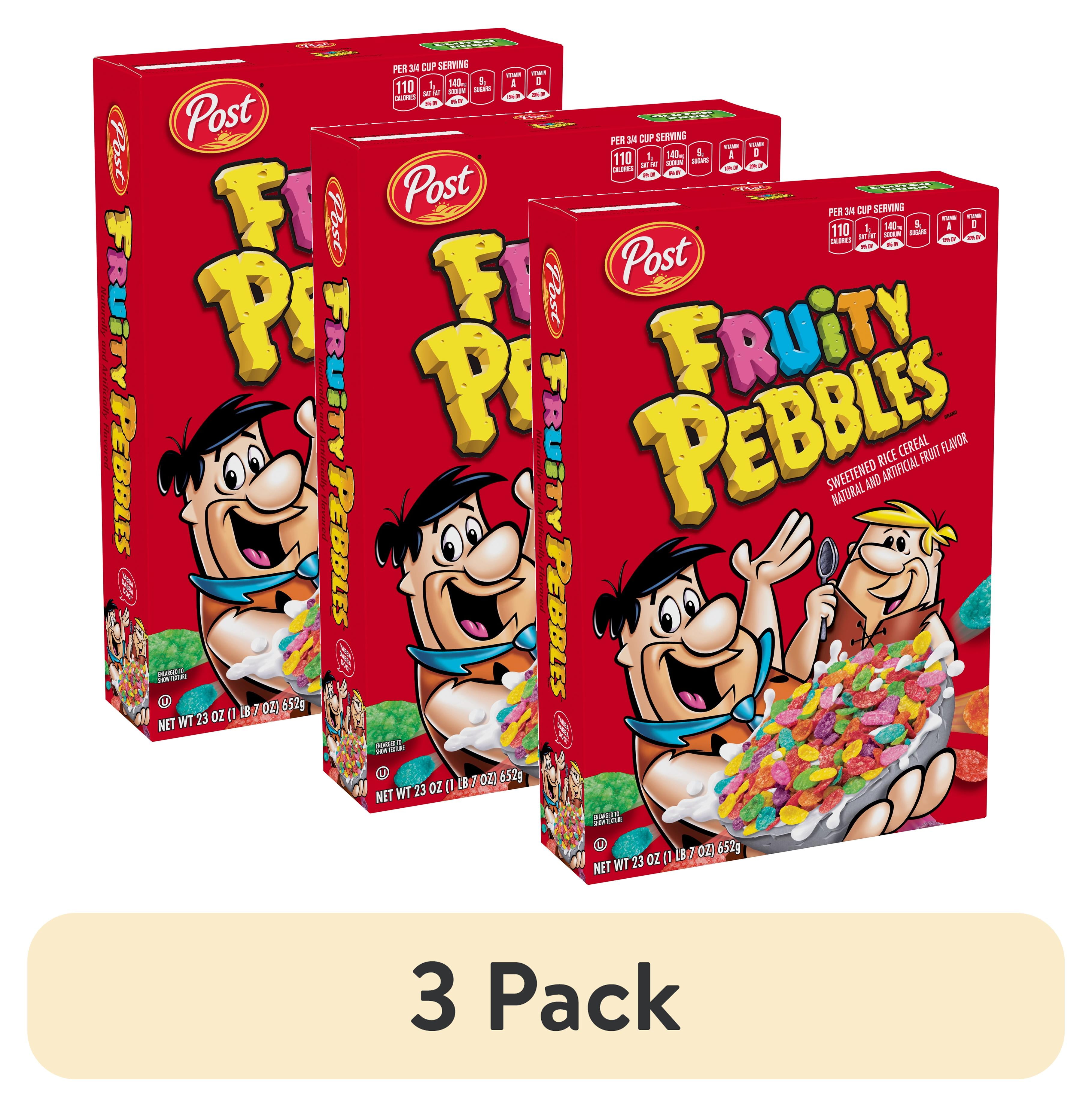 (3 pack) Post Fruity PEBBLES Breakfast Cereal, Gluten Free, 10 Vitamins ...