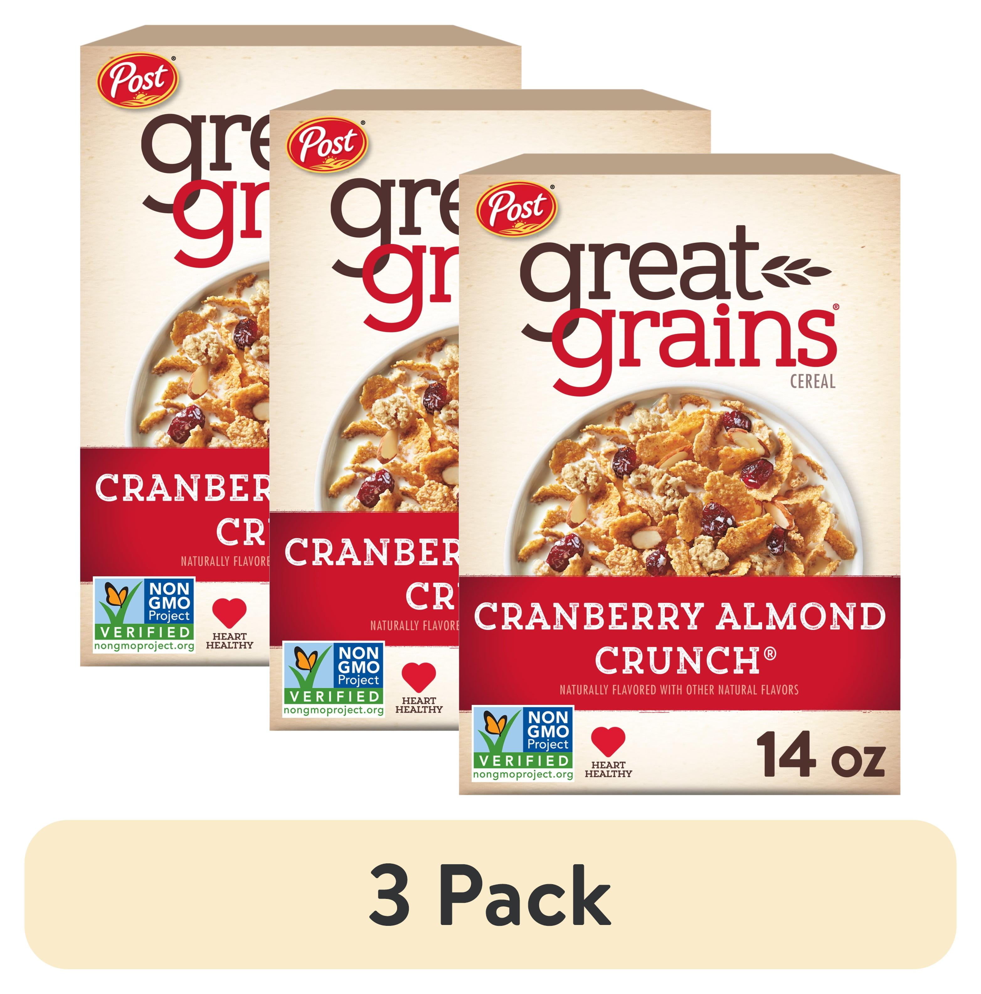 (3 pack) Post Great Grains Cranberry Almond Crunch Cereal, 14 OZ Box ...