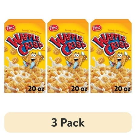 (3 pack) Post Waffle Crisp Breakfast Cereal, Sweetened Waffle Shaped ...