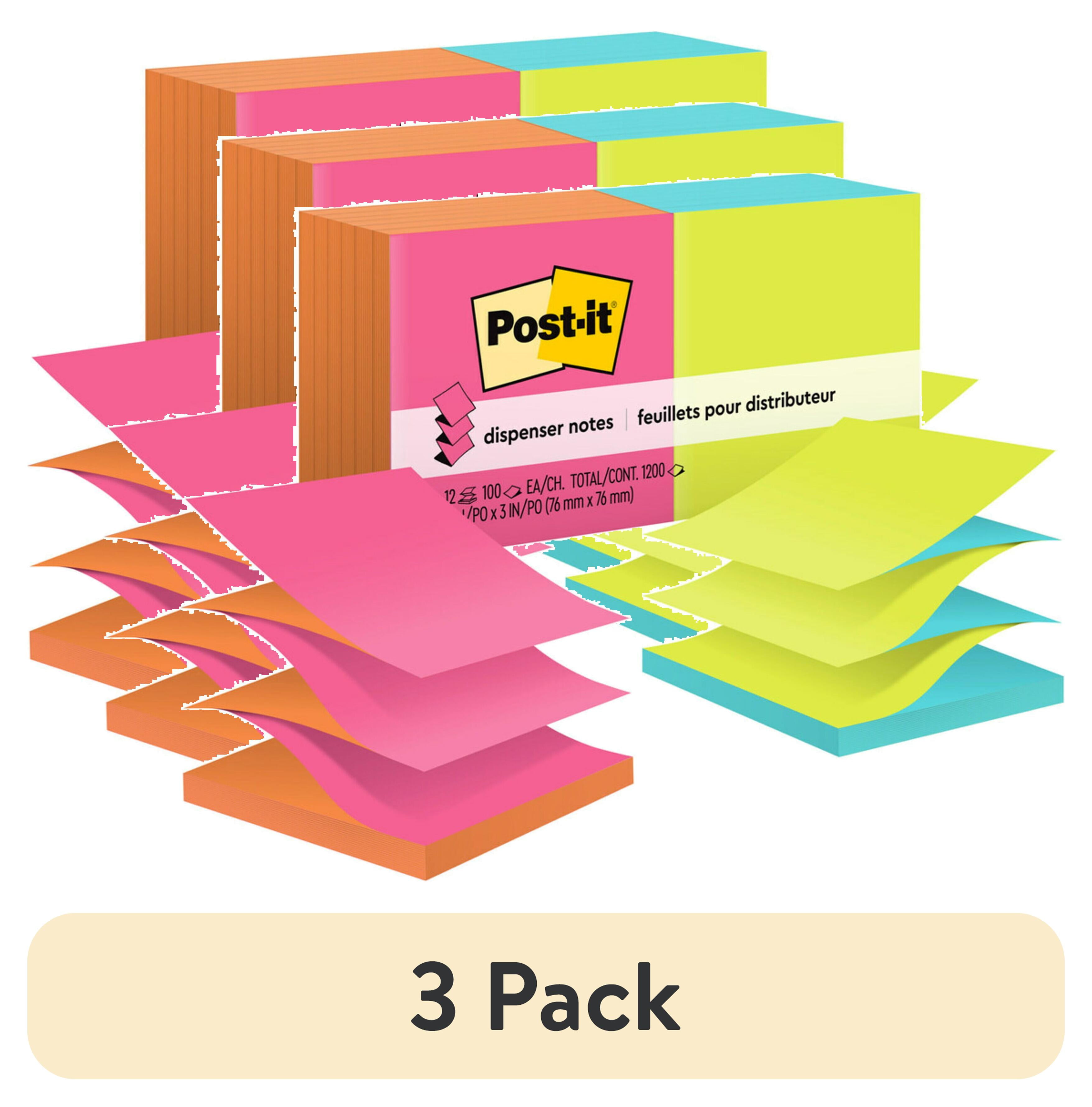 (3 pack) Post-it® Dispenser Pop-up Notes, 3 in x 3 in, Poptimistic ...