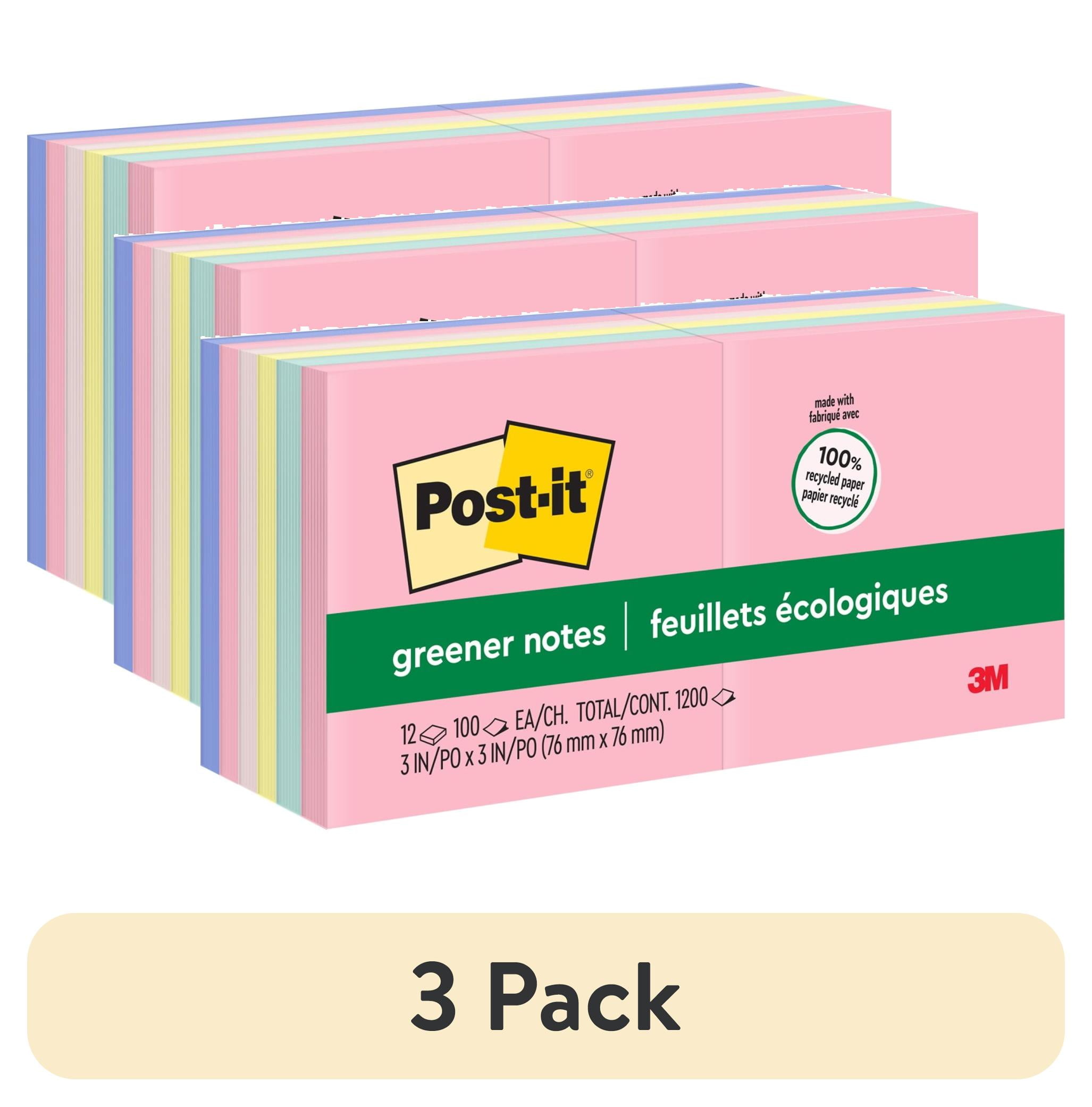 (3 pack) Post-it Greener Notes, 3 in. x 3 in., Sweet Sprinkles, 12 Pads ...
