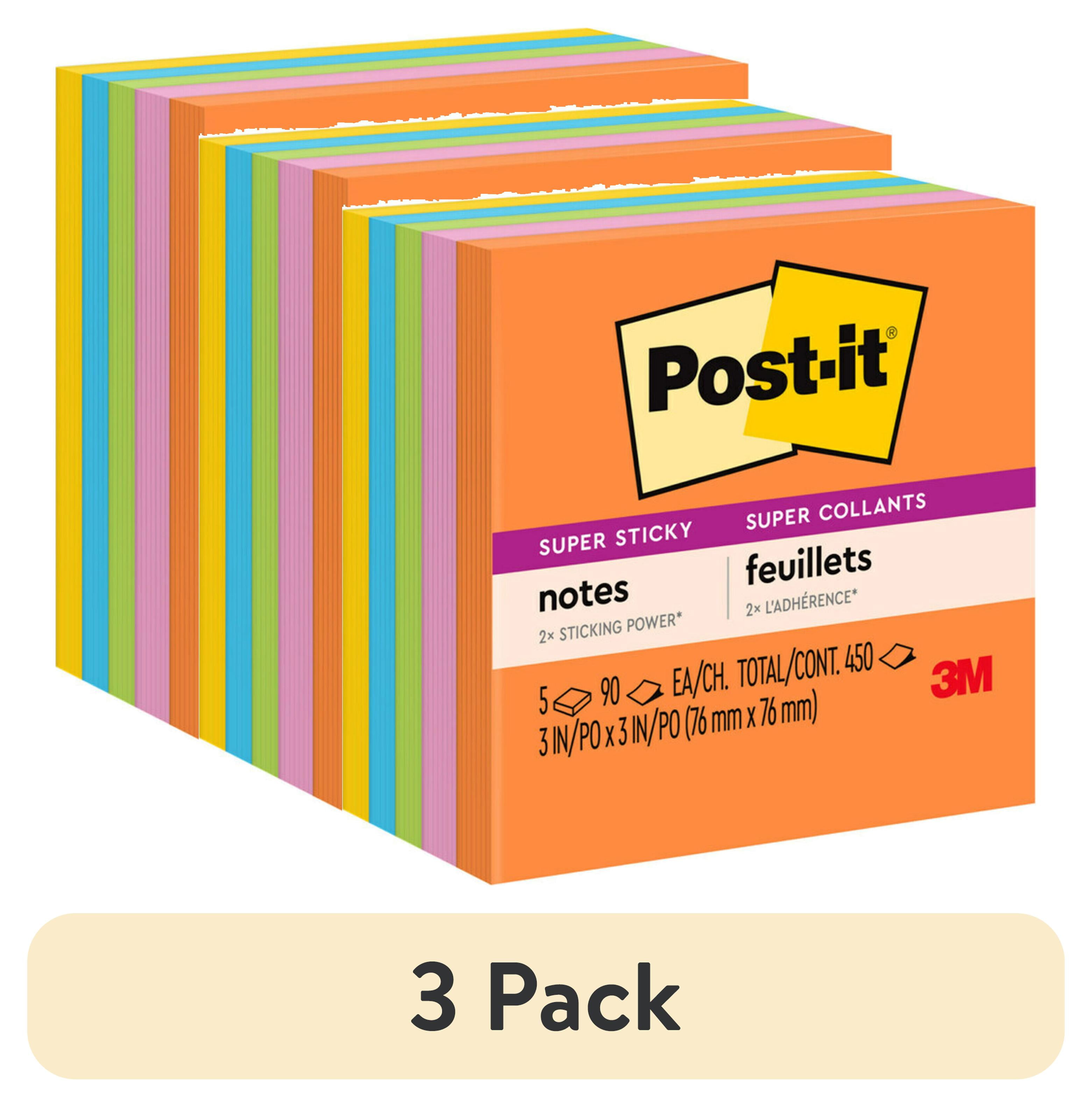(3 pack) Post-it® Super Sticky Notes, 3 in x 3 in, Energy Boost ...