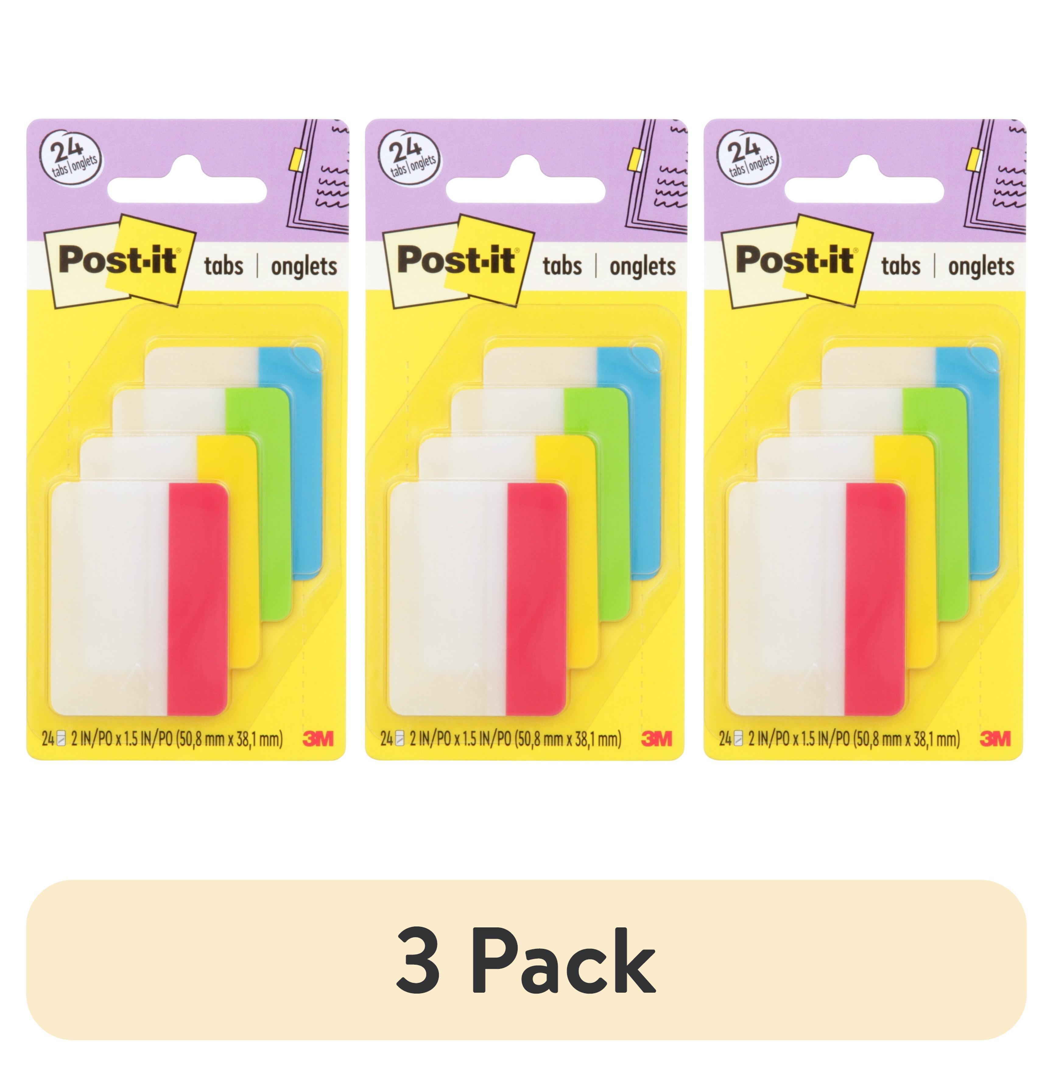 (3 pack) Post-it Tabs, 2" Wide, 4 Assorted Primary Colors, 24 Tabs ...