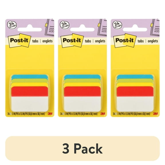 Post-it Durable Sticky Office Index Tabs, 2" Wide, 4 Assorted Bright ...