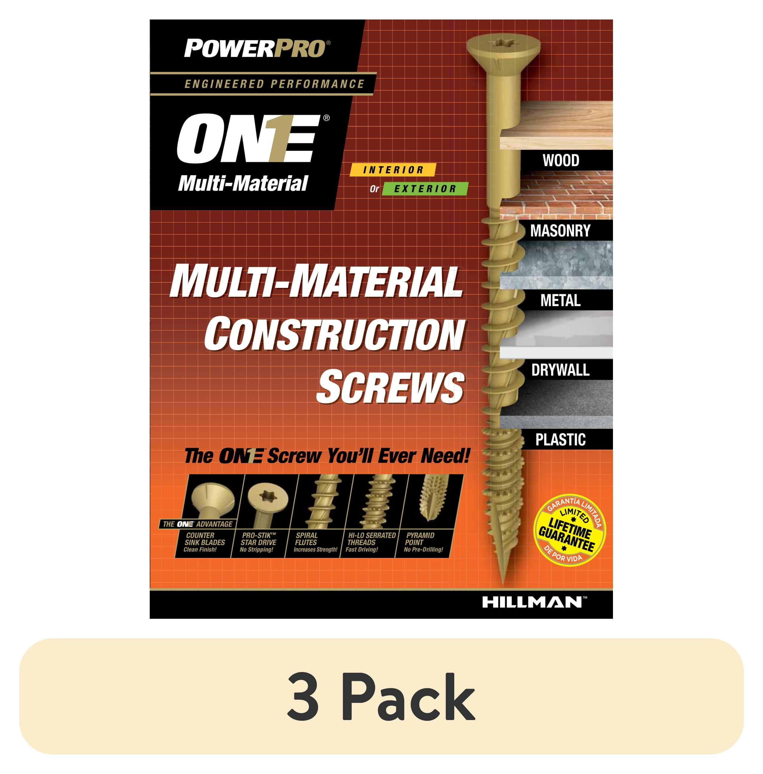 (3 pack) Power Pro One Interior Flat-Head Multi-Material Screws (#8 x 1 ...
