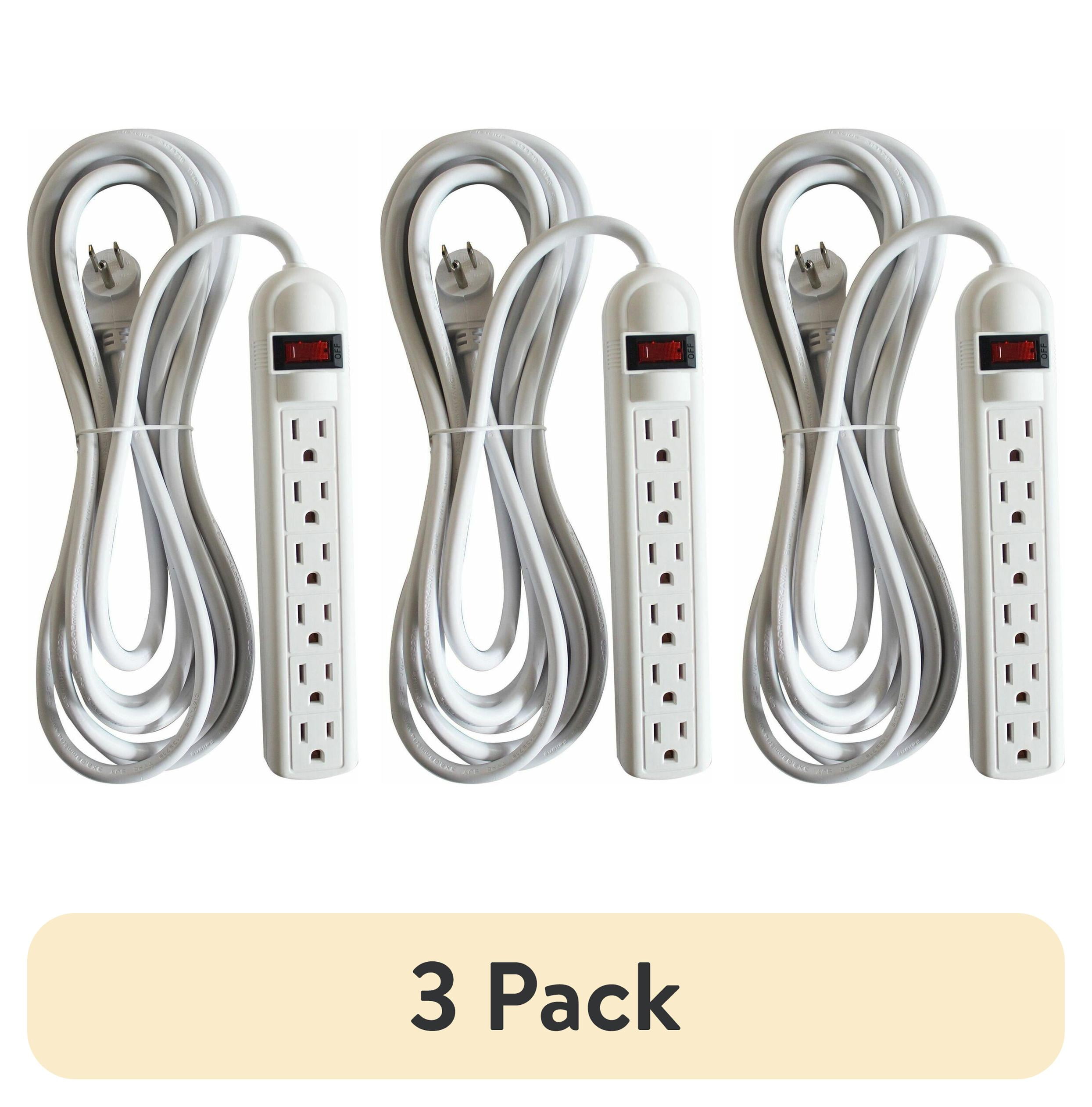 (3 pack) Compucessory Power Strip 6 Outlet Built-in Circuit Breaker 15 ...