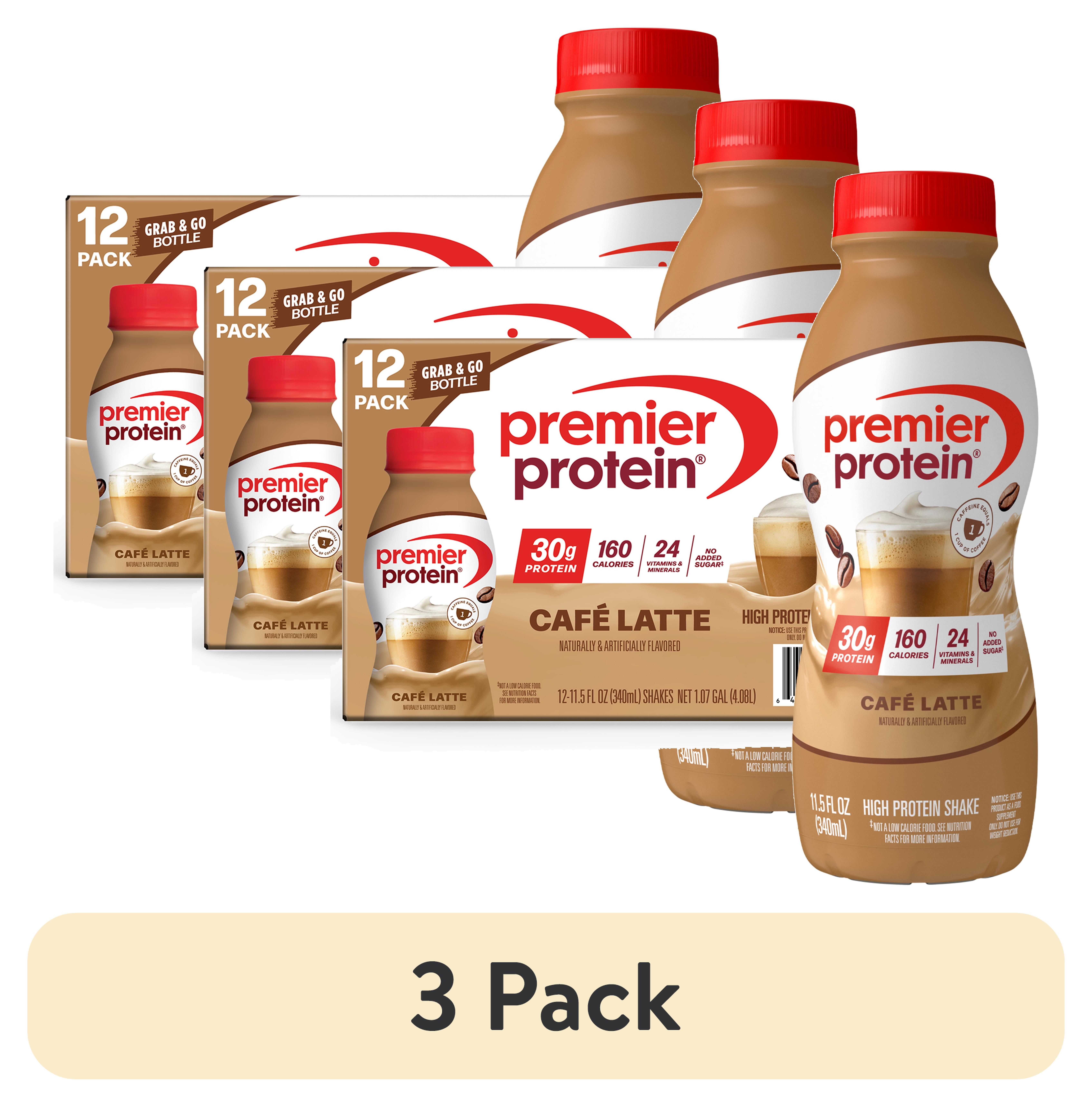 (3 pack) Premier Protein Shake, Café Latte, 30g Protein, 11.5 fl oz, 12 ...