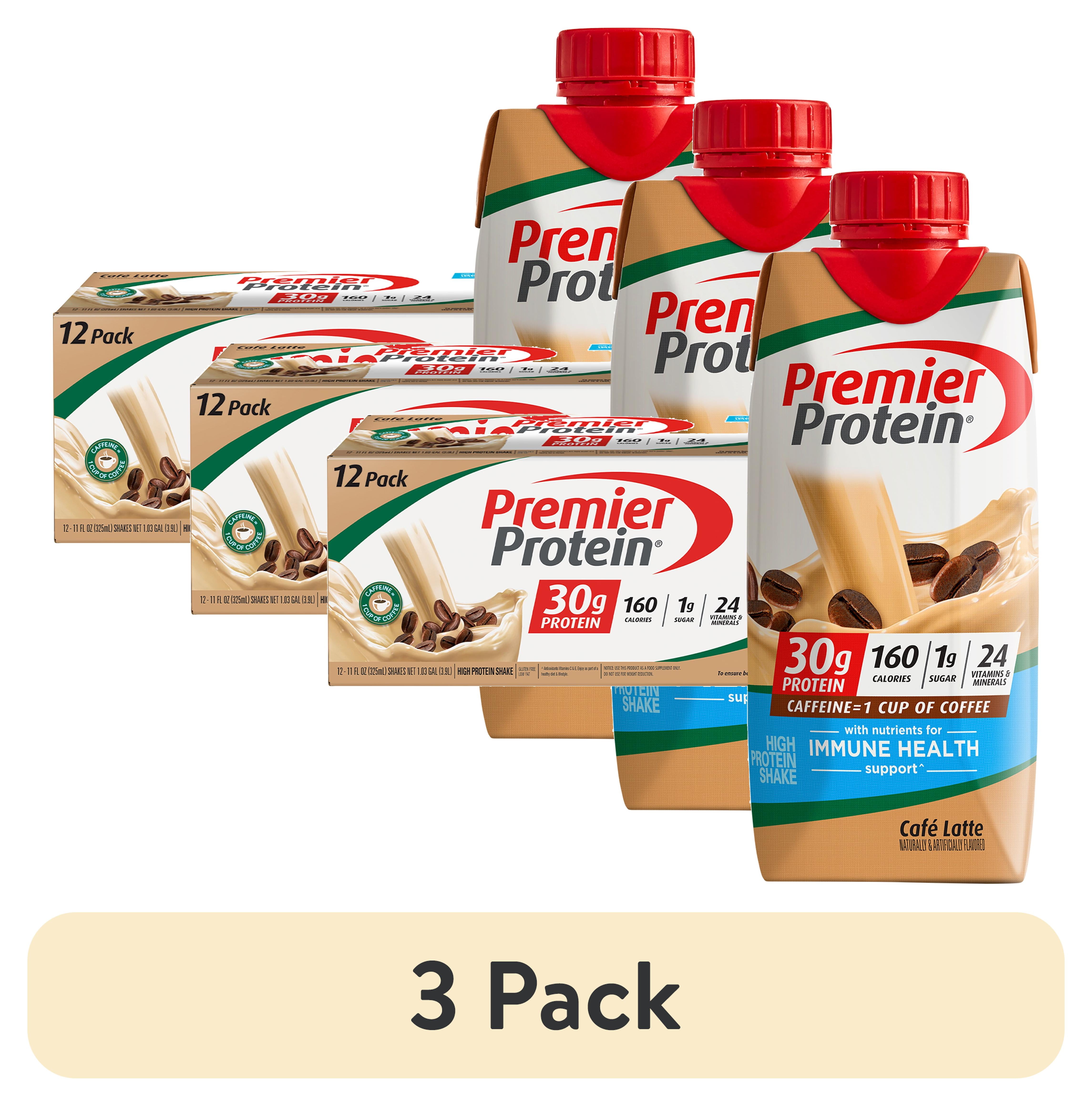 (3 pack) Premier Protein Shake, Café Latte, 30g Protein, 11 fl oz, 12 Ct - Walmart.com