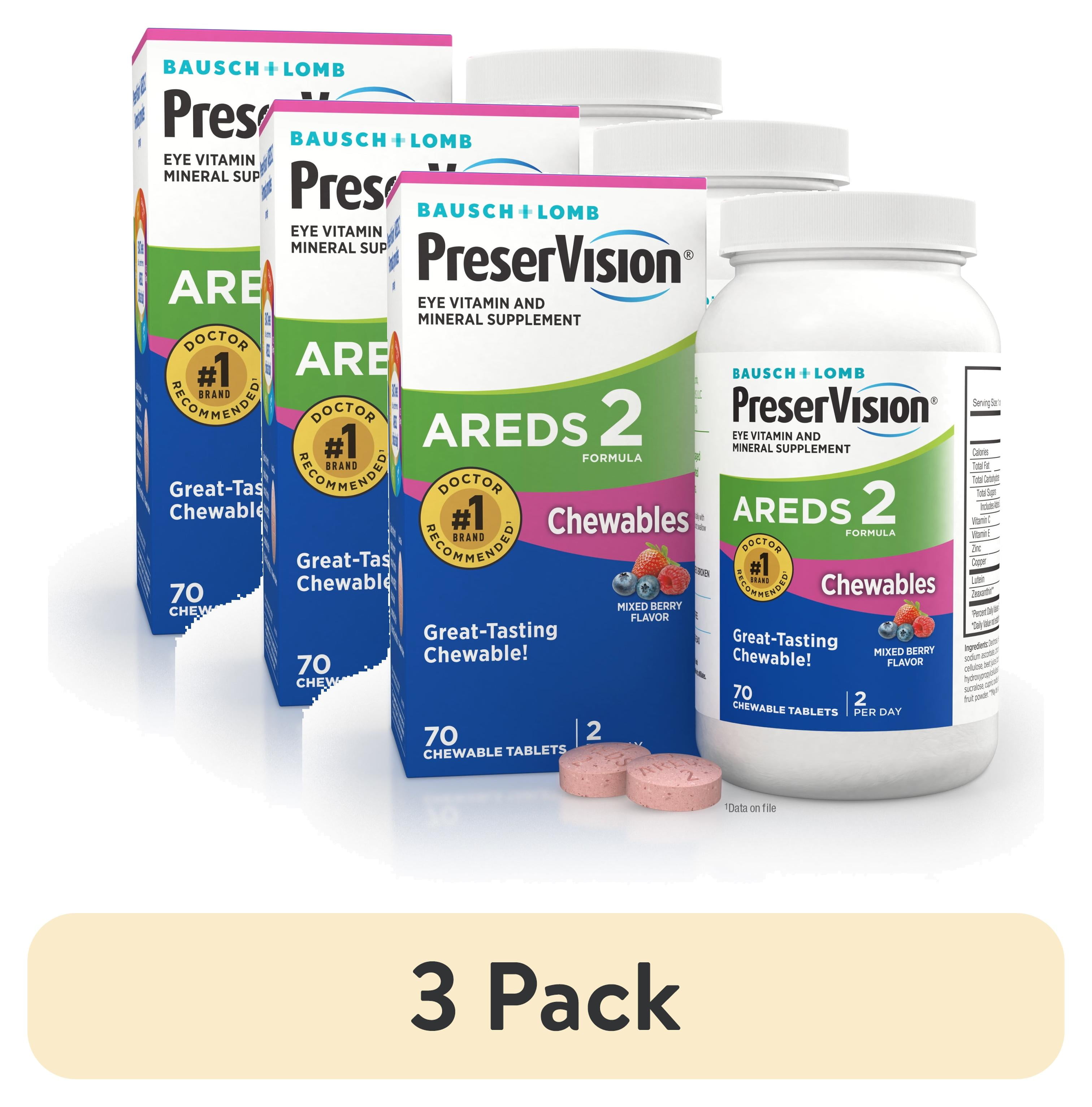 (3 pack) PreserVision AREDS 2 Eye Vitamins and Mineral with Lutein and ...
