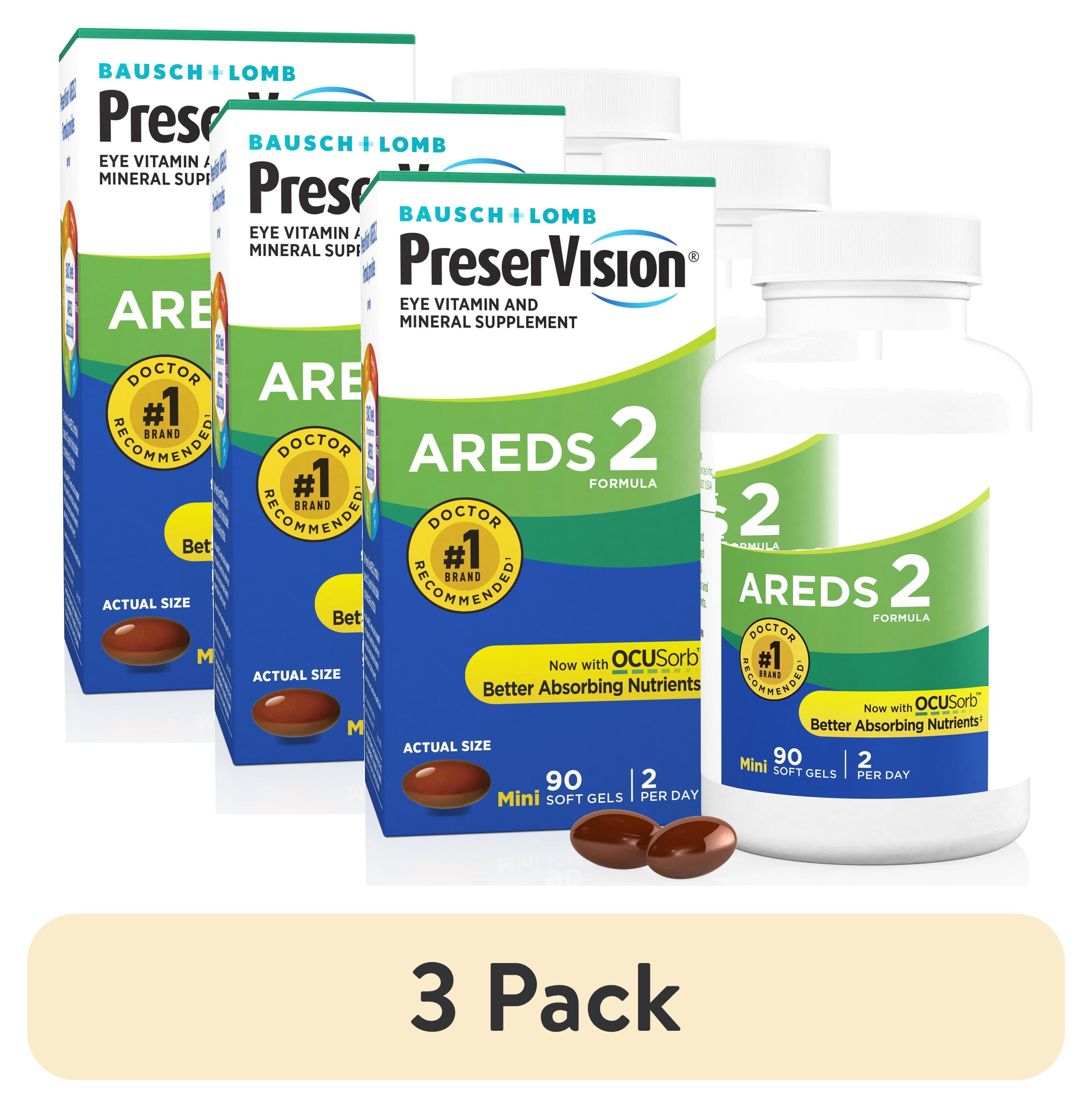 (3 pack) PreserVision AREDS 2 Eye Vitamins and Mineral with Lutein and ...
