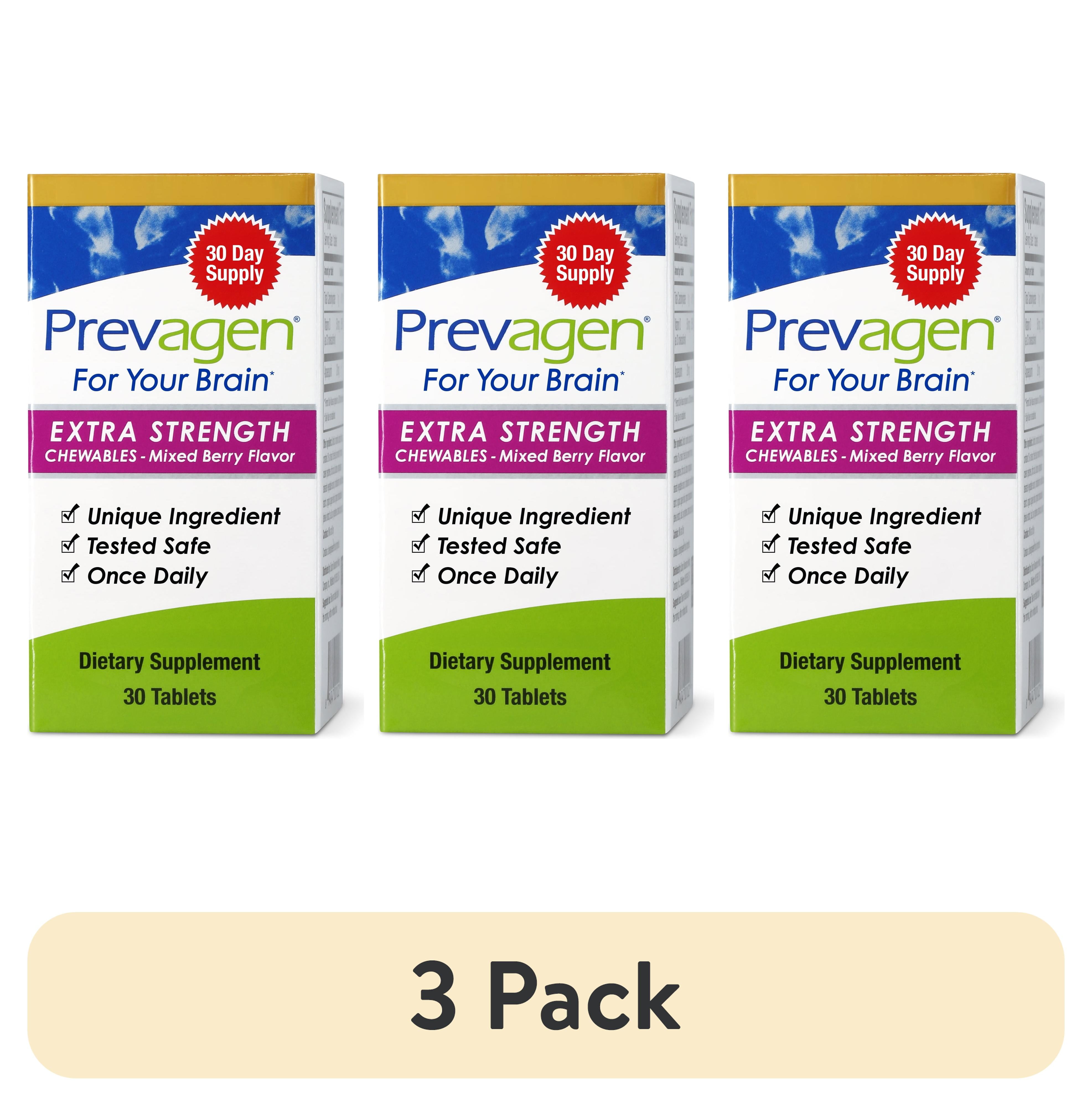 (3 pack) Prevagen Extra Strength Chewable Tablets, Mixed Berry, 30 Ct ...