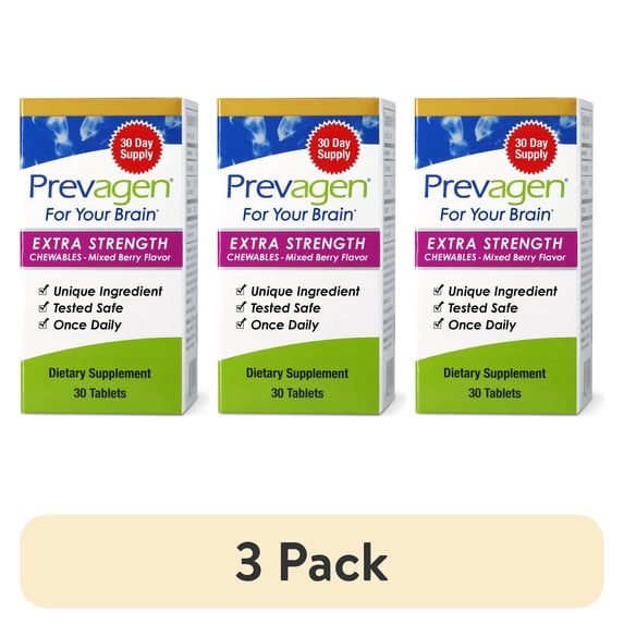 (3 pack) Prevagen Extra Strength Chewable Tablets, Mixed Berry, 30 Ct ...