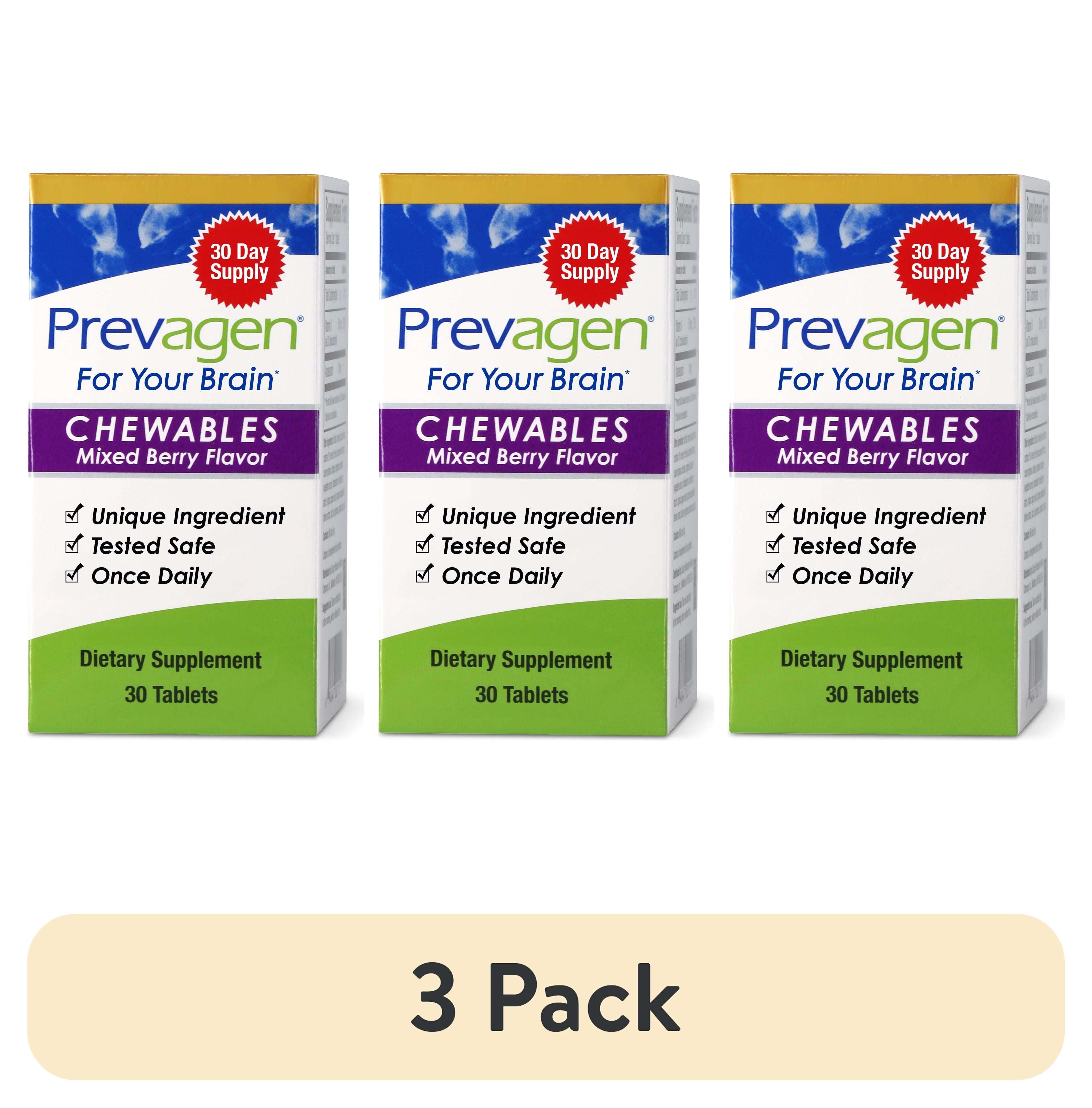 (3 pack) Prevagen - Regular Strength 10mg, 30 Chewable Tablets Mixed ...