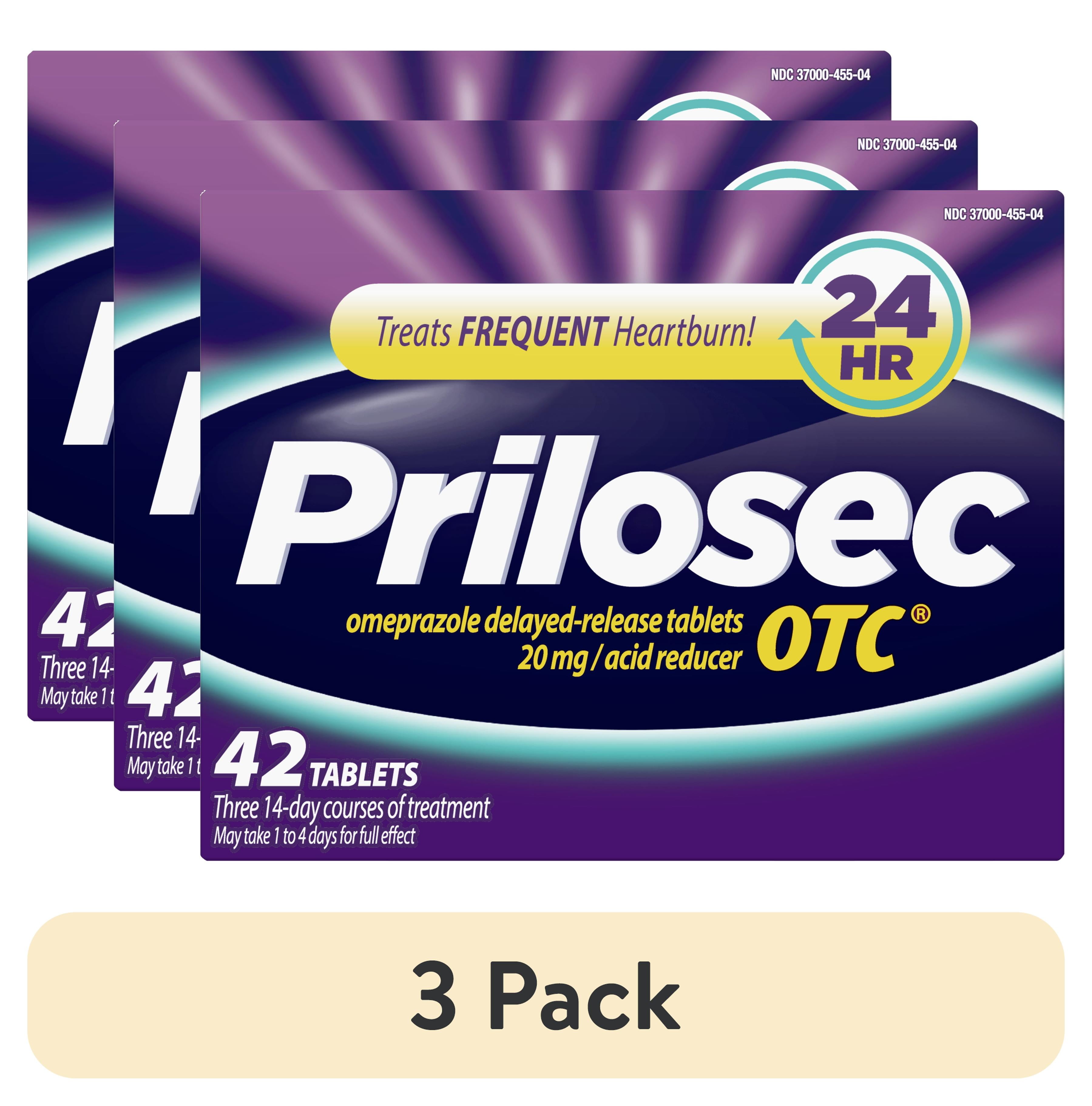 (3 pack) Prilosec OTC Omeprazole 20mg Acid Reducer, Frequent Heartburn ...