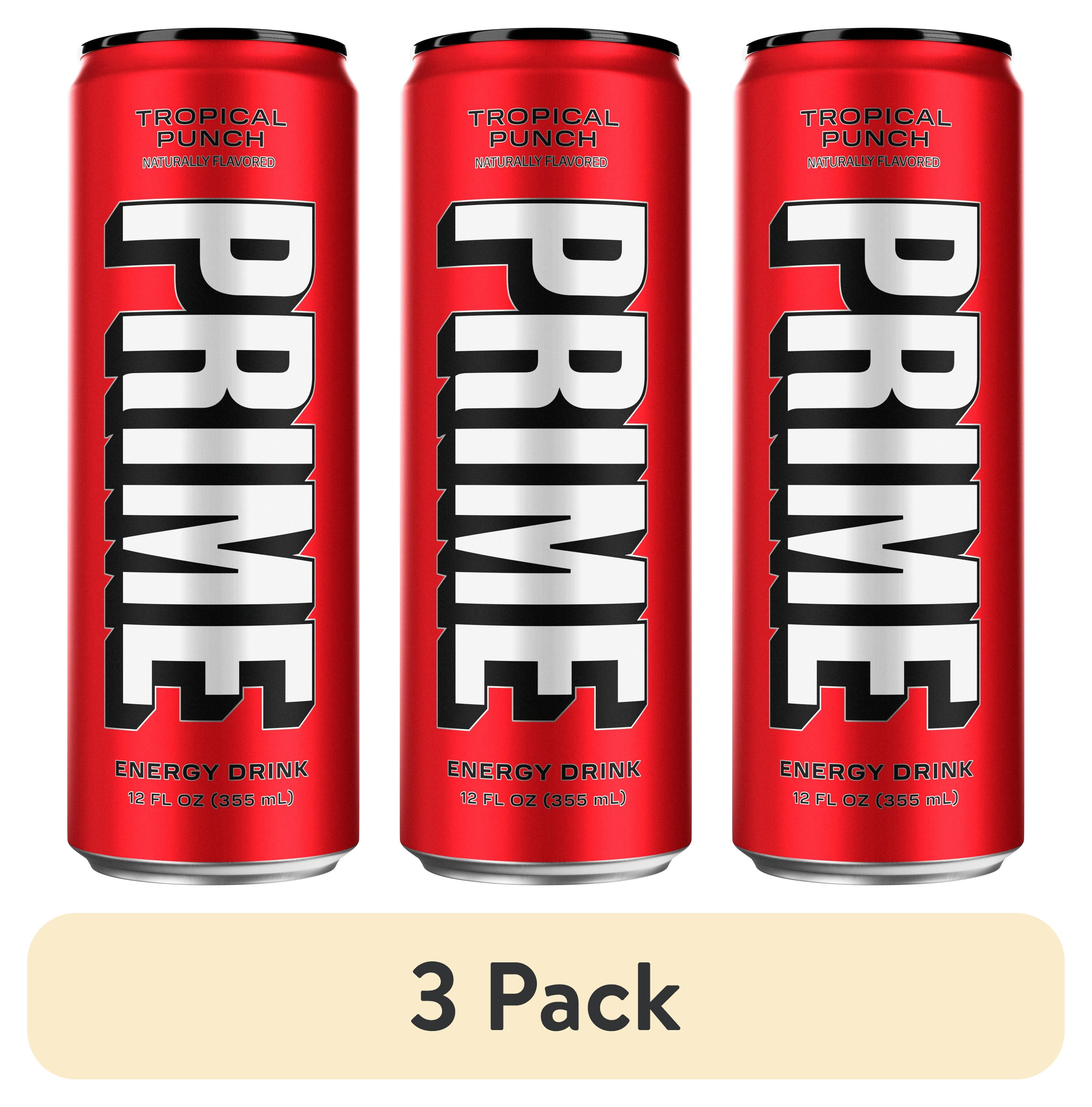 (3 pack) Prime Sugar Free Energy Drink, Tropical Punch, 12 fl oz, Can ...