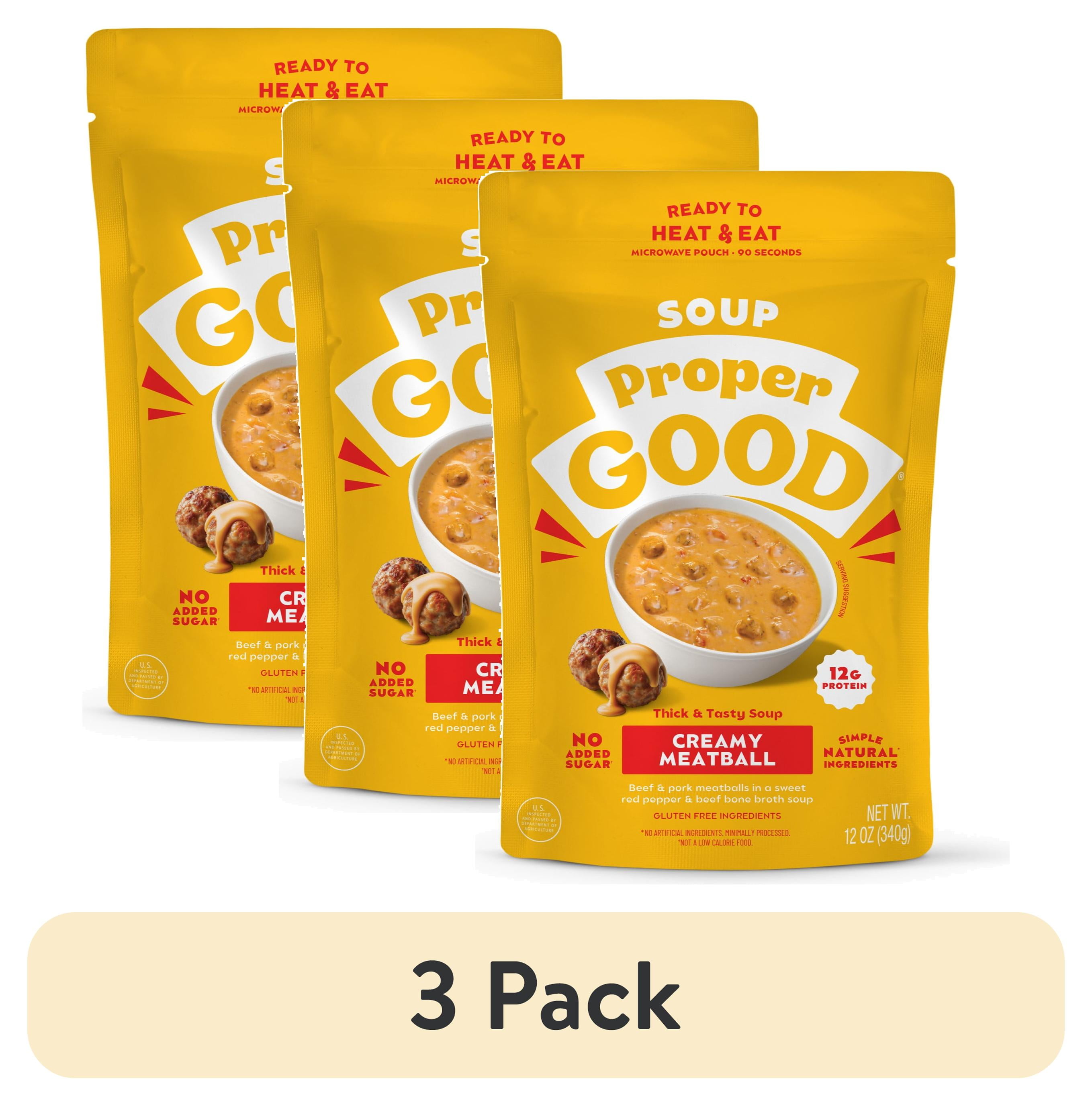 (3 pack) Proper Good Ready to Serve Creamy Meatball Soup, 12 oz, Shelf ...