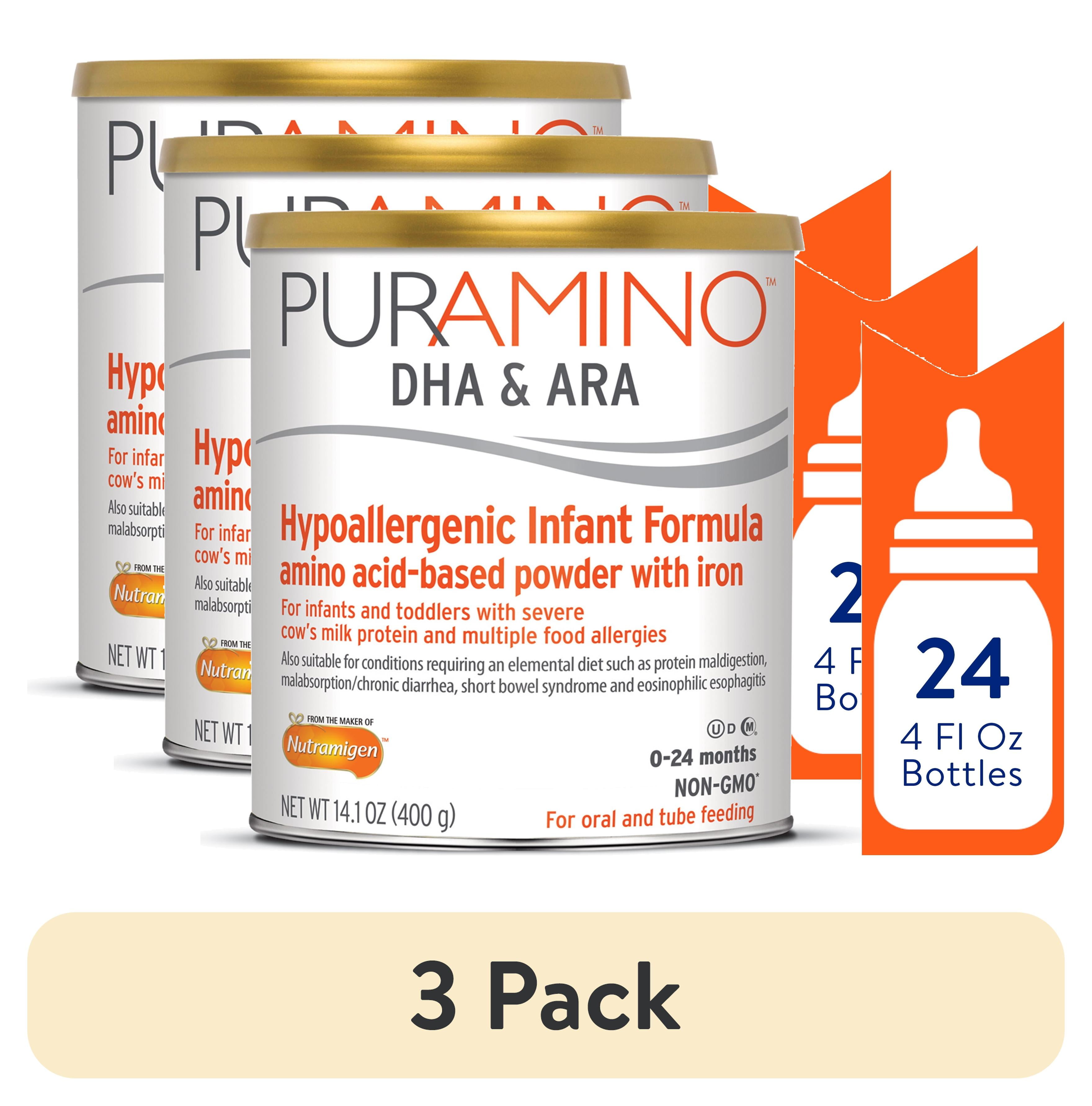 (3 pack) PurAmino Hypoallergenic Powder Baby Drink, for Severe Food ...