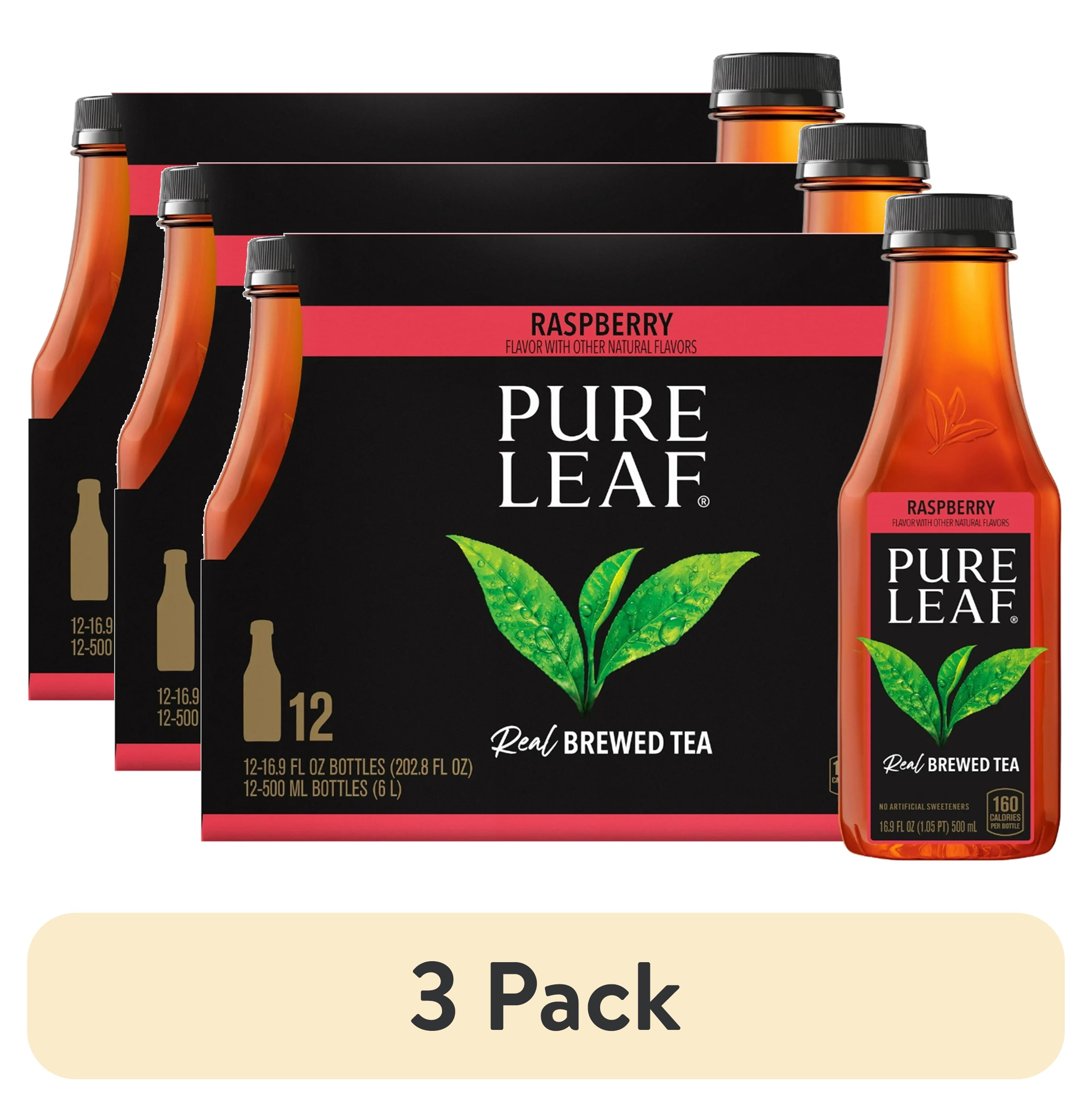 (3 pack) Pure Leaf Raspberry Real Brewed Iced Tea, 16.9 oz, 12 Pack ...