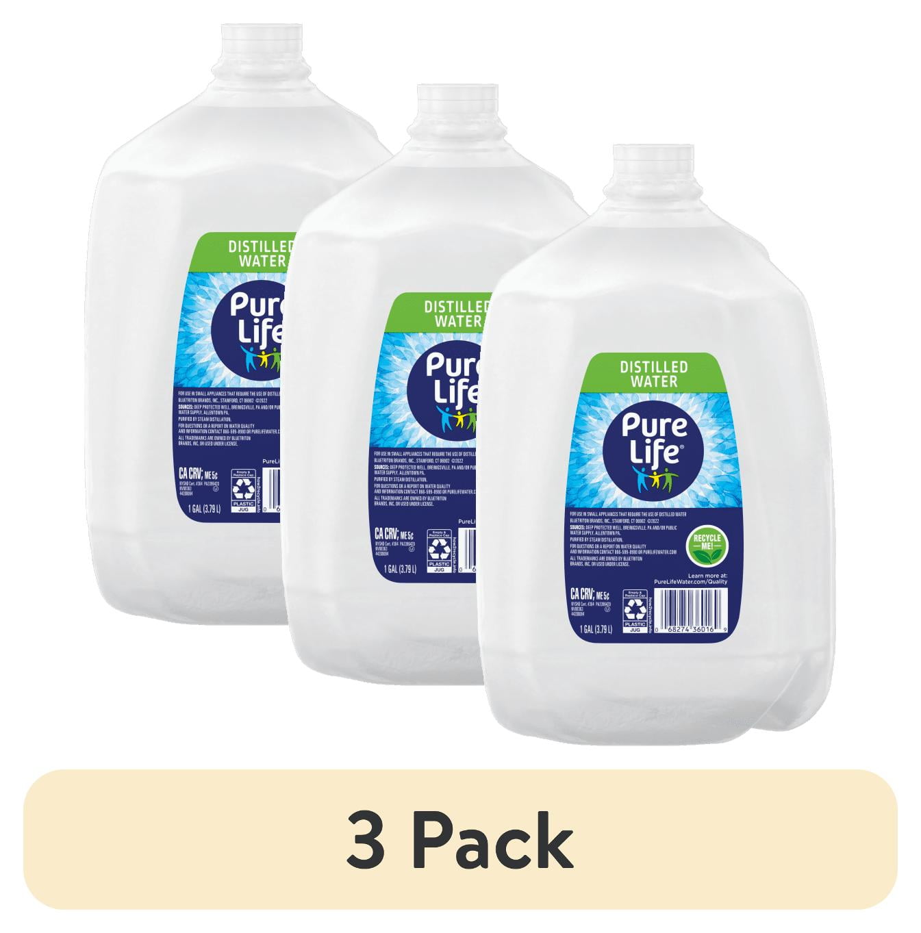 (3 pack) Pure Life Distilled Water, 1 Gallon, Single Plastic Jug ...