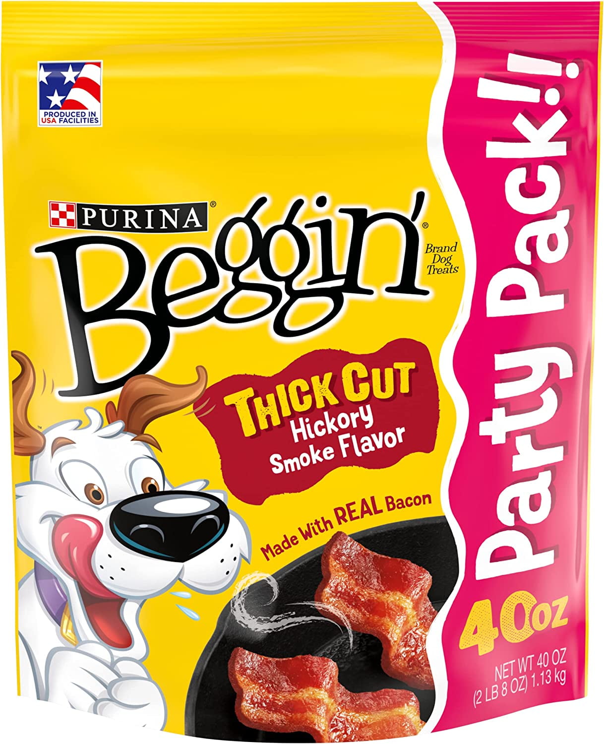 Purina Beggin' Meat Snacks - 40oz Thick Cut Hickory Smoke Bacon Flavor ...