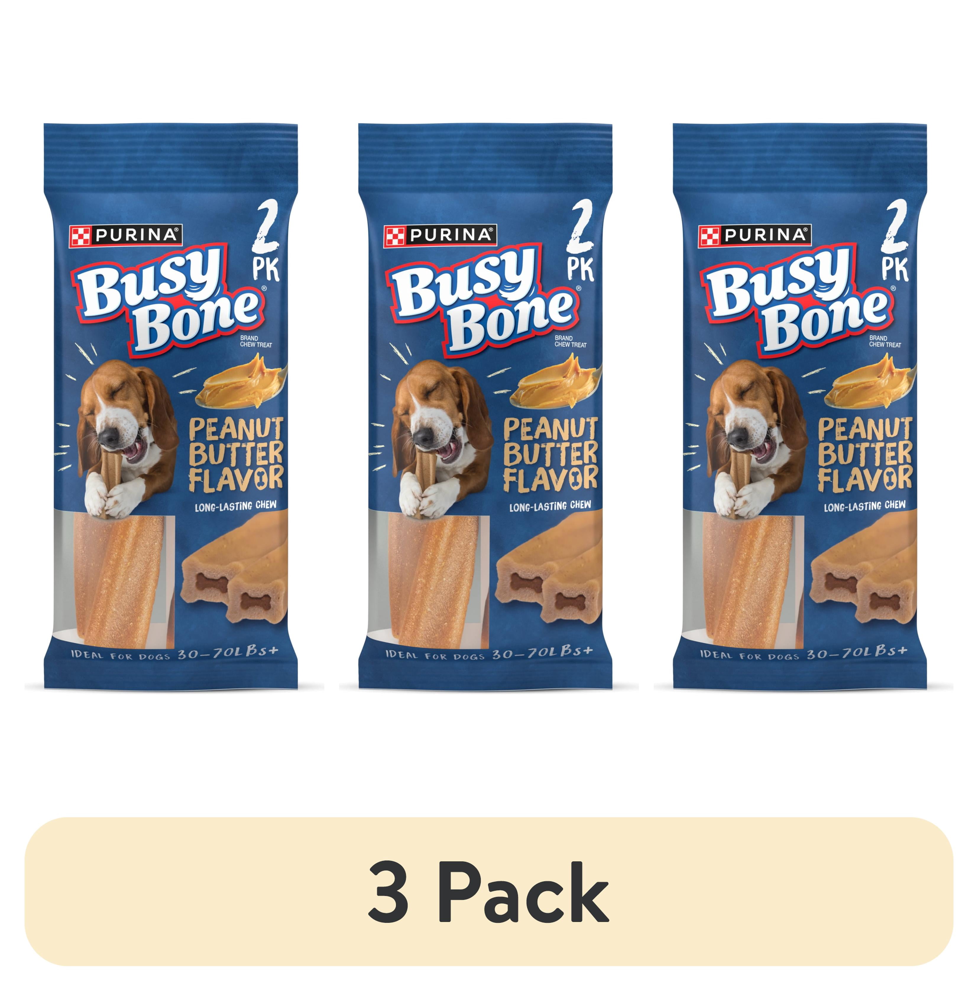 (3 pack) Purina Busy Bone Adult Dog Chew Bone Treats, Peanut Butter ...