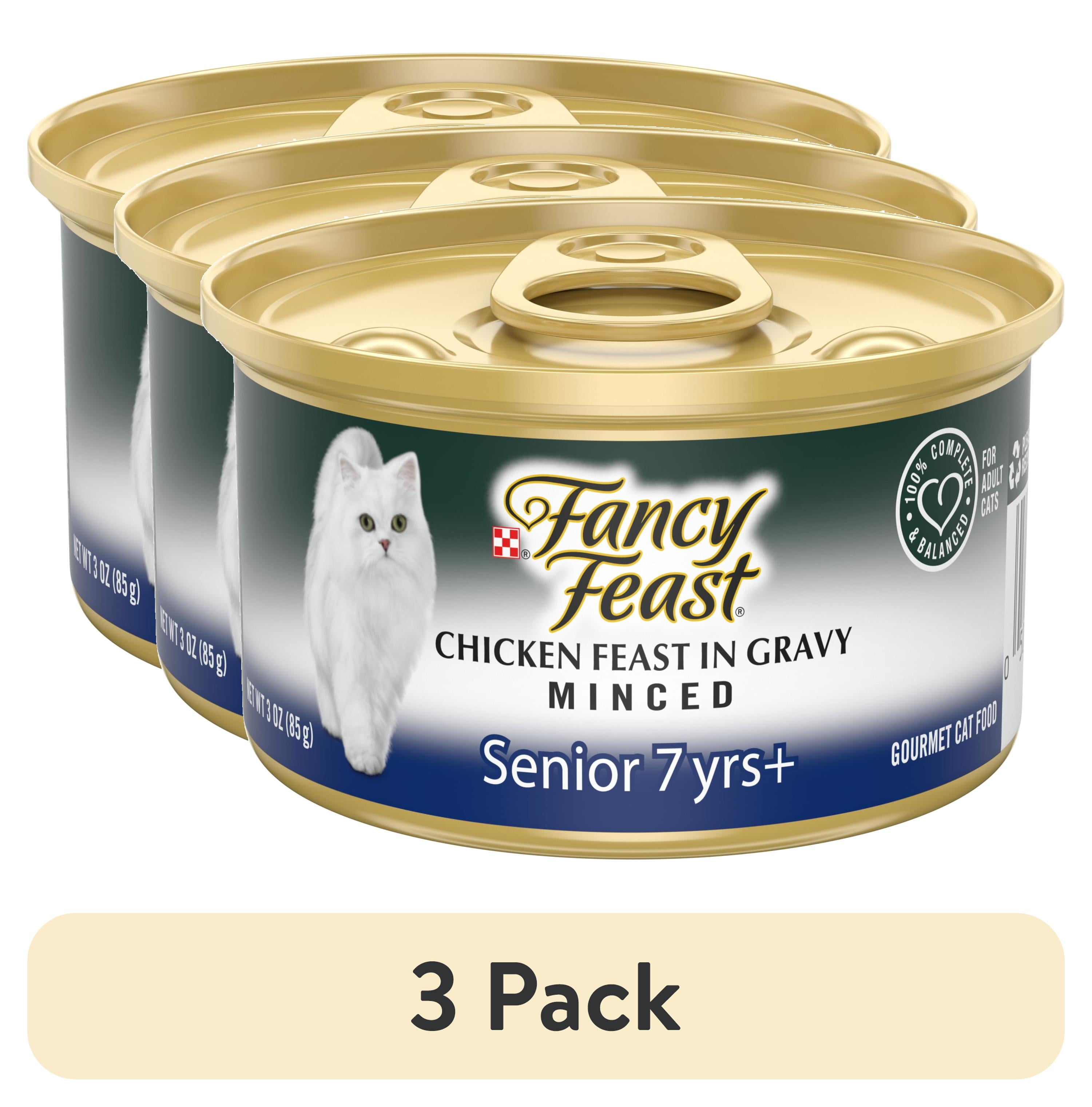 (3 pack) Purina Fancy Feast Senior Classic Pate Wet Cat Food, Minced ...