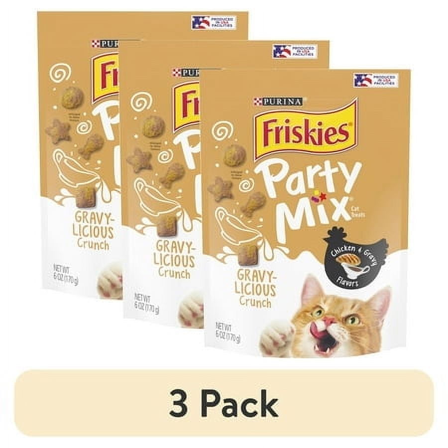 (3 pack) Purina Friskies Party Mix Gravy-licious, Cat Treats, Chicken ...