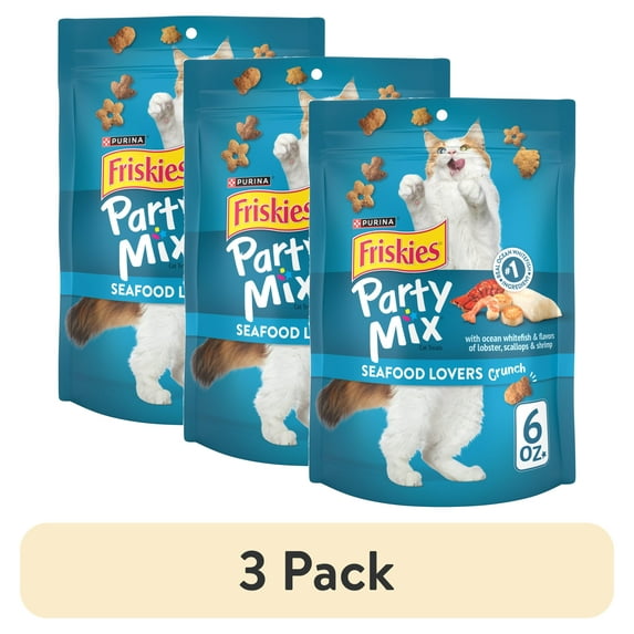 (3 pack) Purina Friskies Party Mix Seafood Lovers Crunch, Cat Treats ...