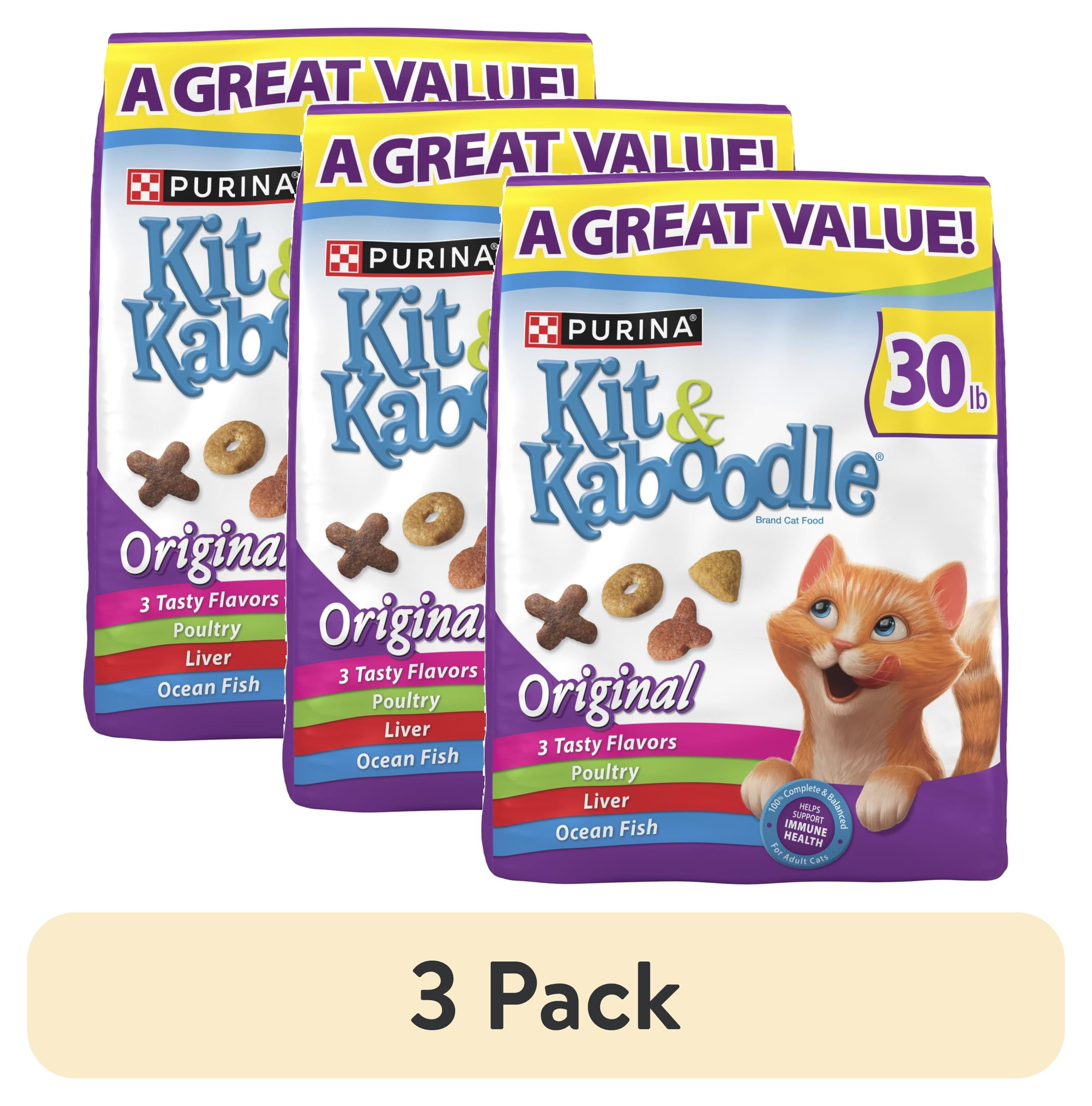 (3 pack) Purina Kit & Kaboodle Original, Indoor Dry Cat Food, Chicken ...