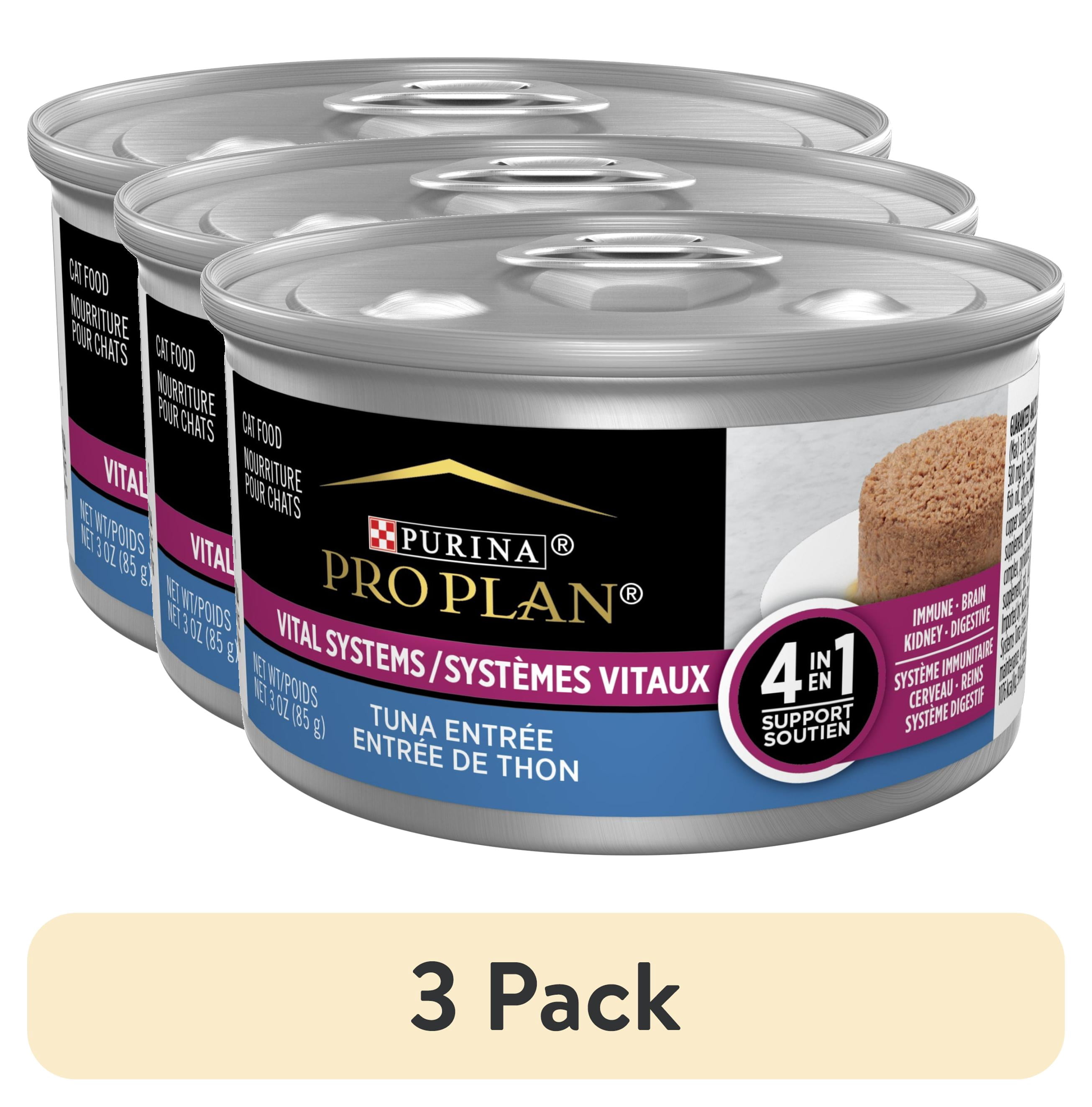 (3 pack) Purina Pro Plan Vital Systems Tuna Entree Wet Cat Food Pate 4 ...