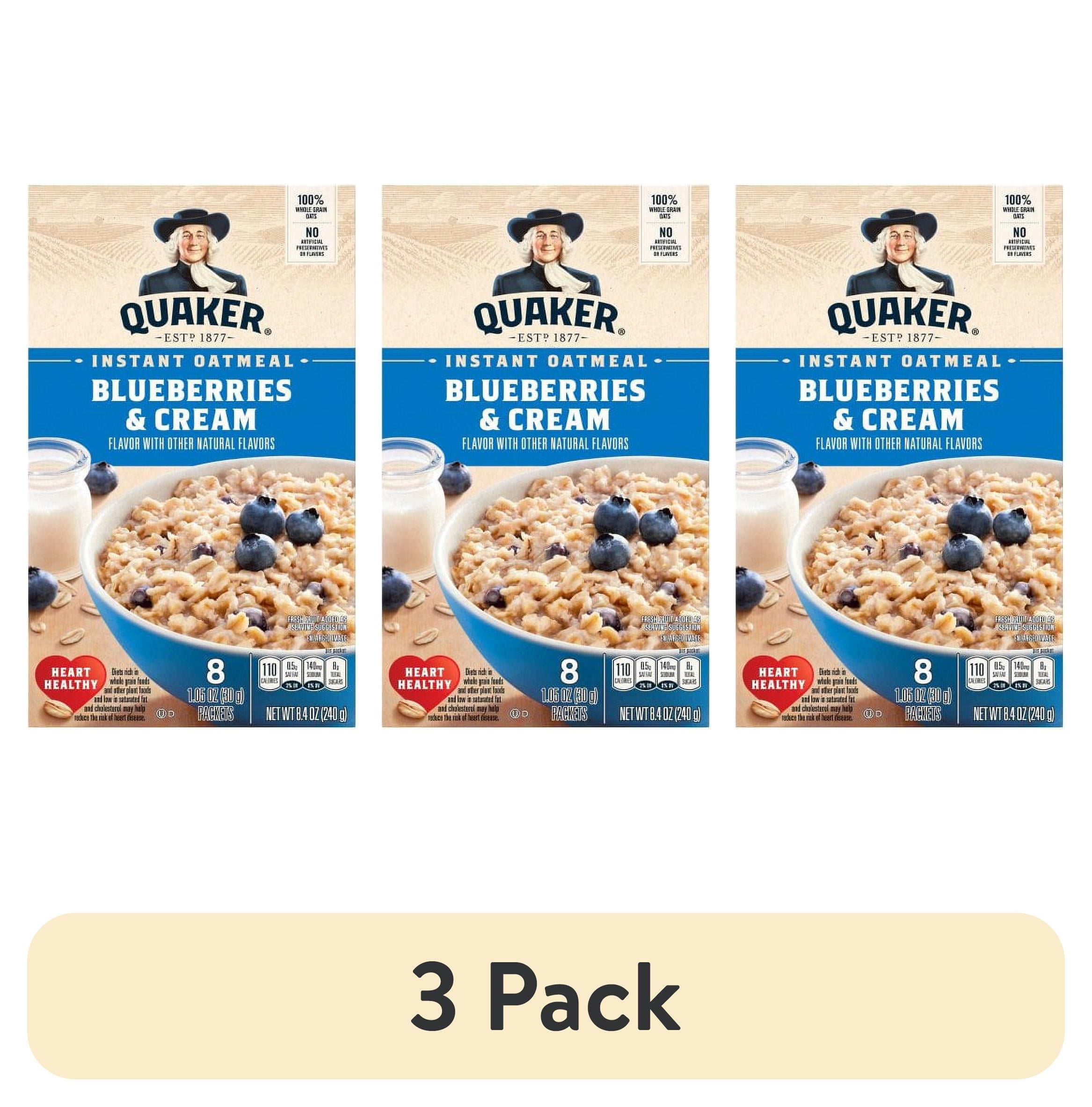 (3 pack) Quaker Instant Oatmeal, Blueberries & Cream, 8.4 oz - Walmart.com
