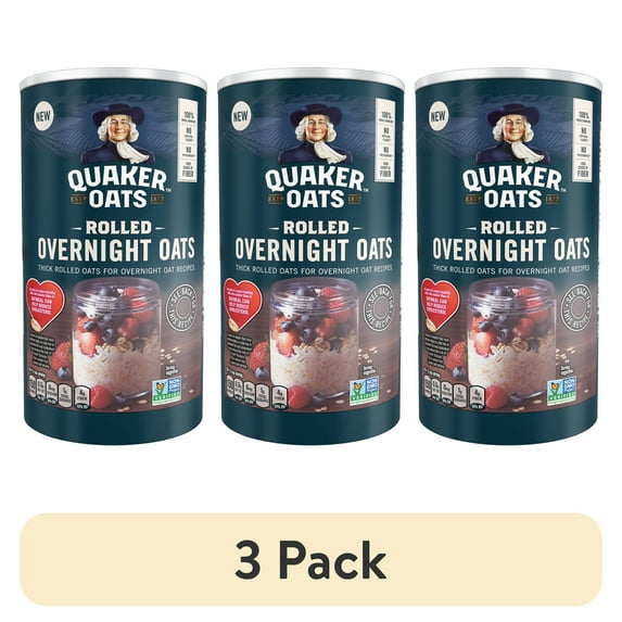 (3 pack) Quaker, Rolled Overnight Oats, Oatmeal, 19 oz - Walmart.com