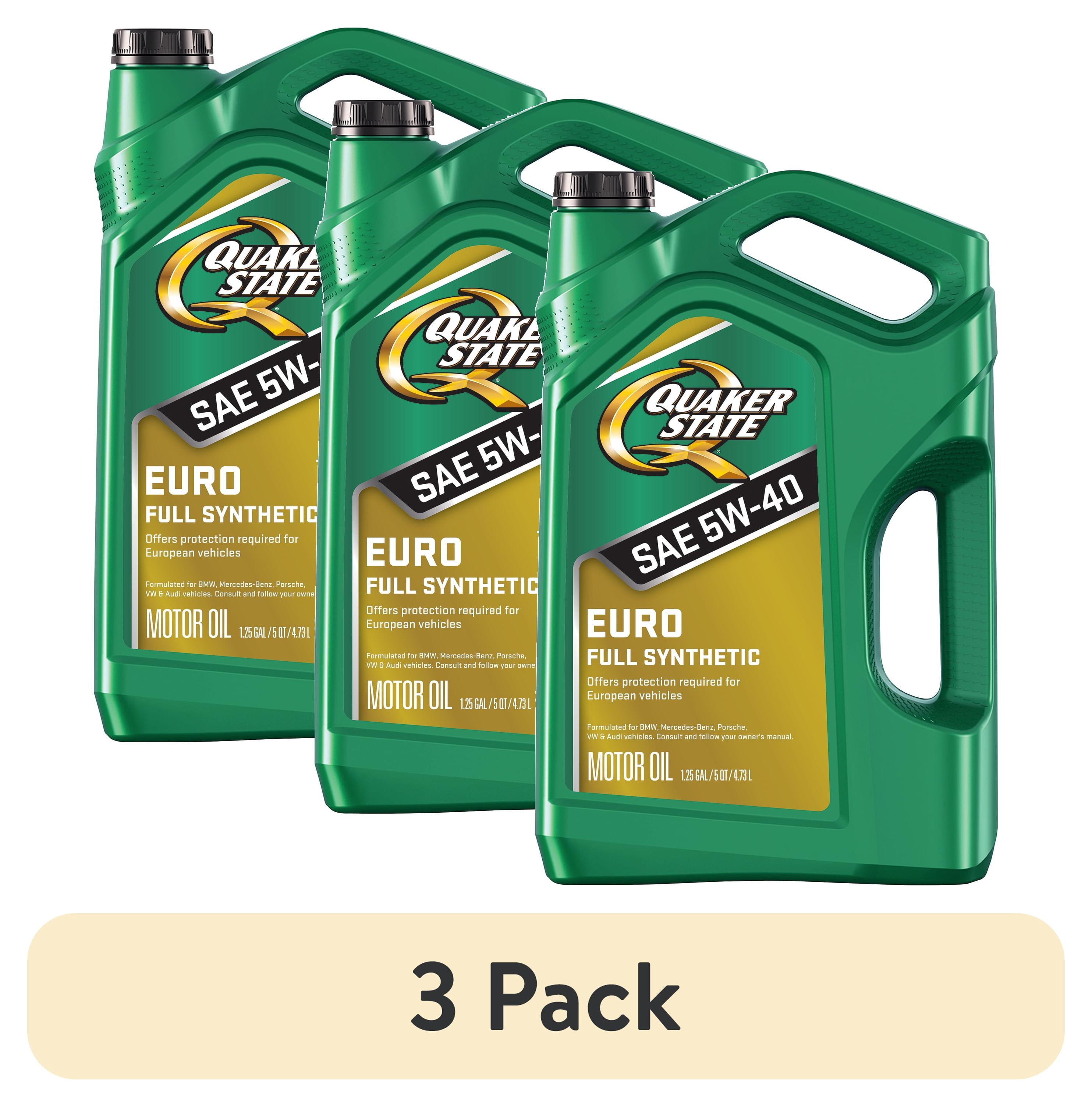 (3 pack) Quaker State Euro Full Synthetic 5W-40 Motor Oil, 5 Quart ...