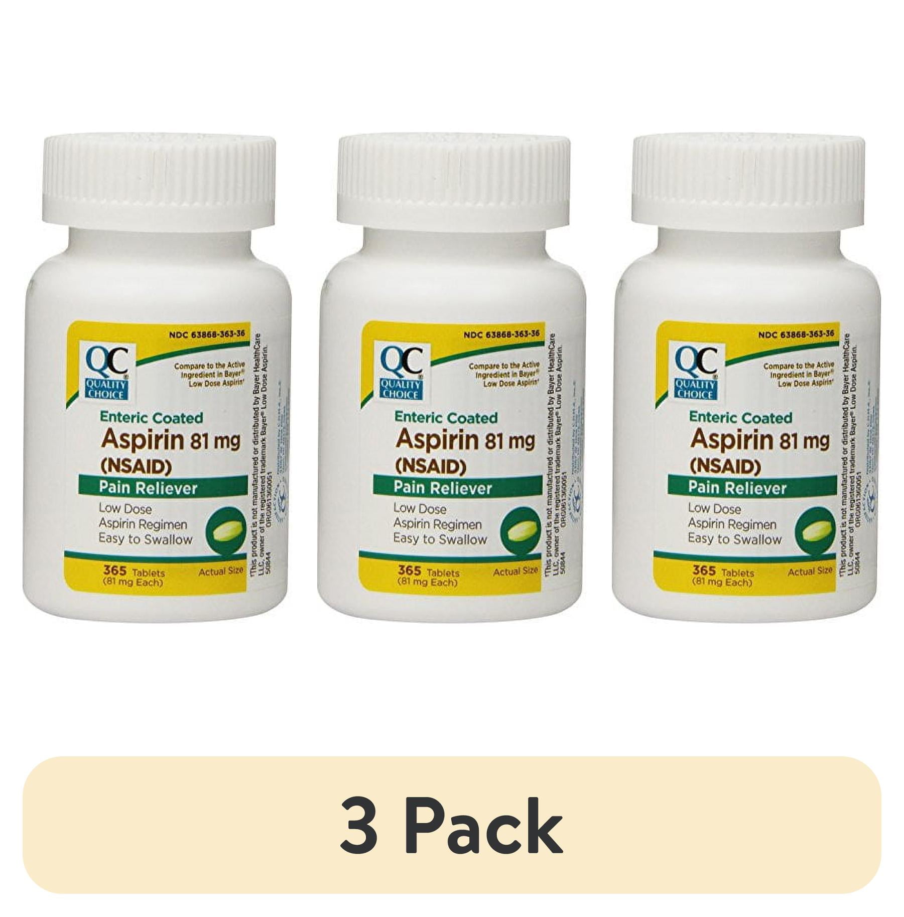 (3 pack) Quality Choice Enteric Coated Lo-Dose Aspirin NSAID Pain ...