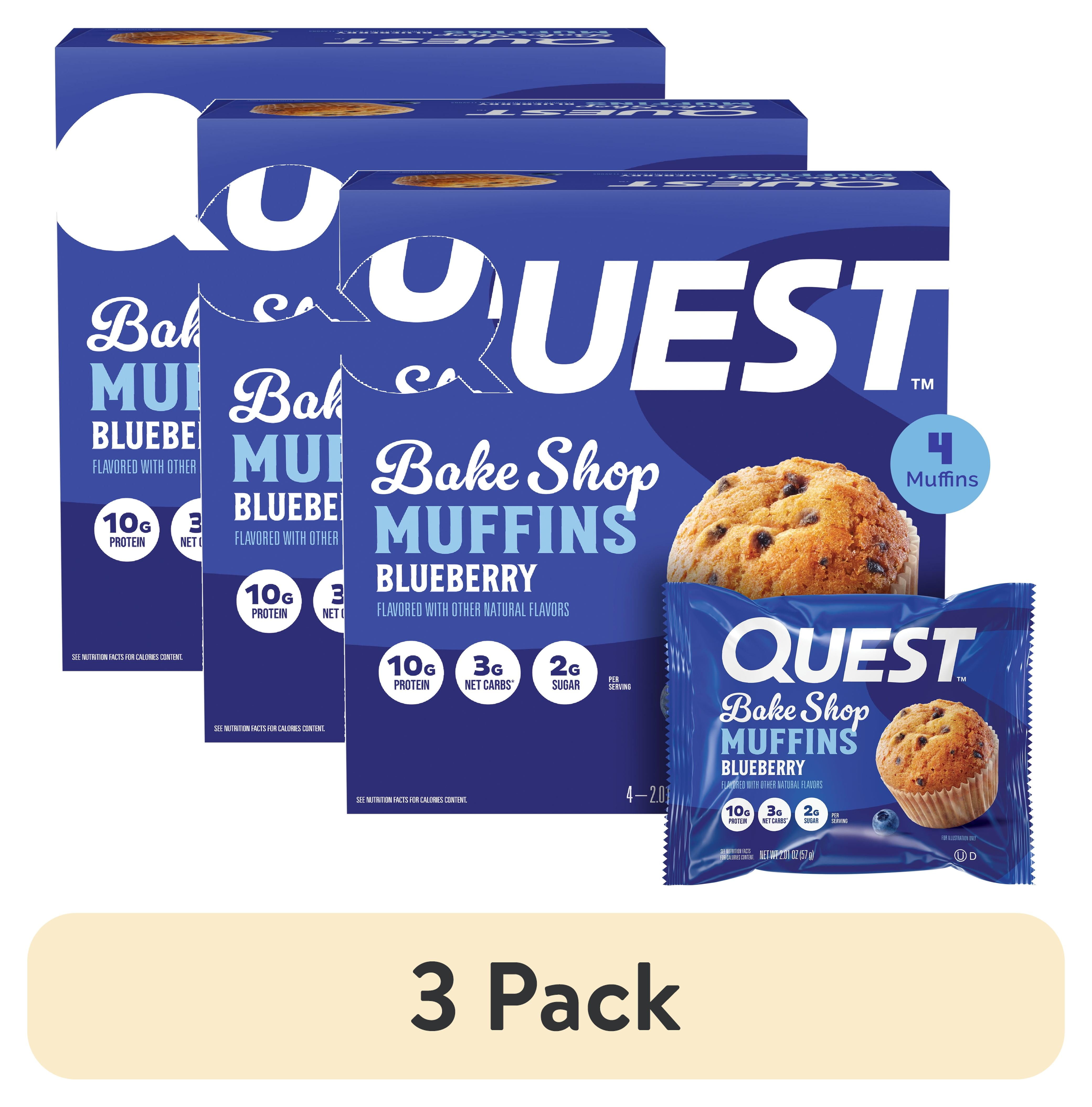 (3 pack) Quest Bake Shop Protein Muffins, Blueberry Flavor, 10g Protein, 3g of Sugar, 4 Count ...