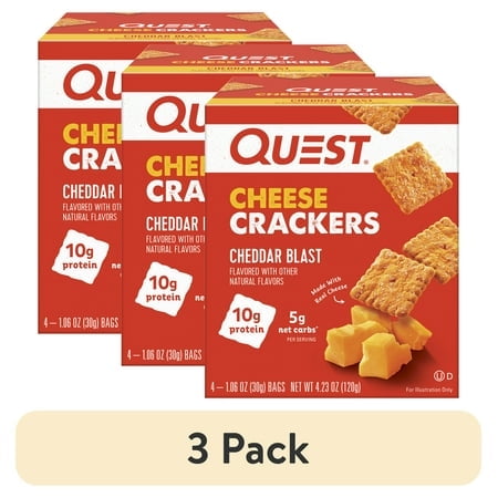 (3 pack) Quest Cheese Crackers, Cheddar Blast flavor, 10g of Protein ...