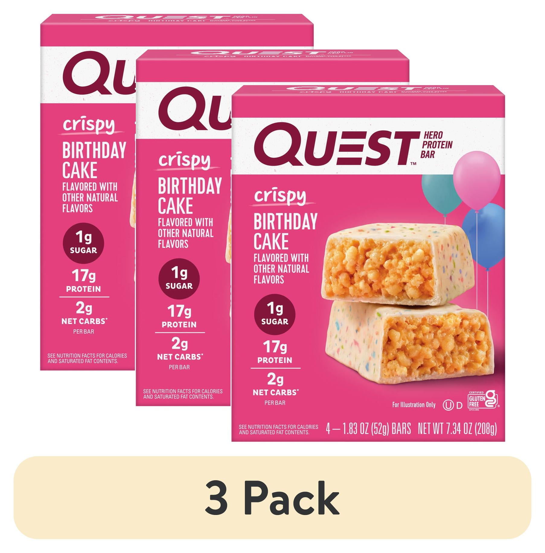 (3 pack) Quest Crispy Hero Protein Bar, Birthday Cake Flavor, Low Sugar ...