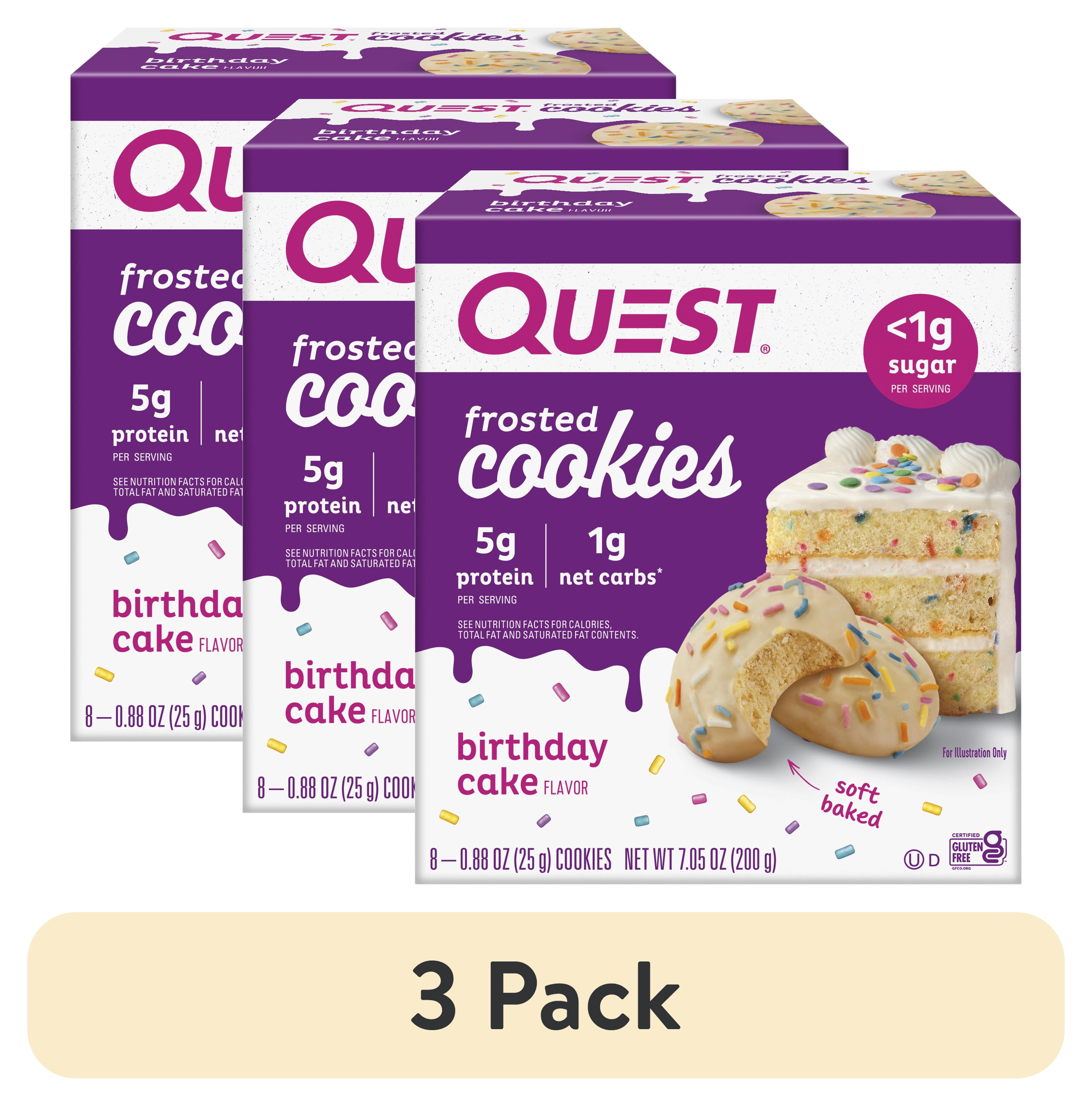 (3 pack) Quest Frosted Protein Cookies, Low Carb, Gluten-Free, Birthday ...