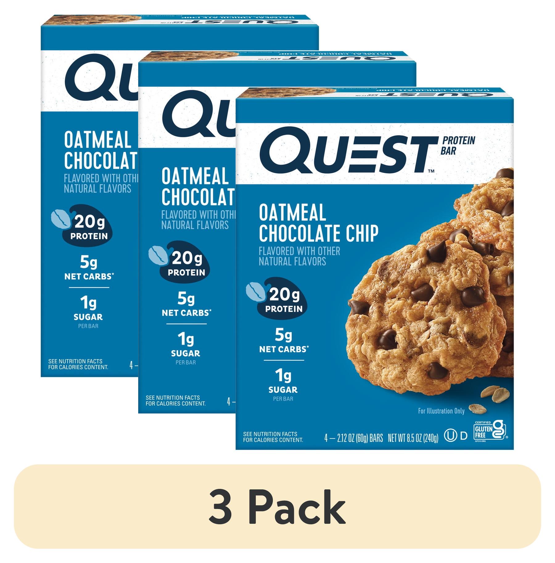 (3 pack) Quest Protein Bar, Oatmeal Chocolate Chip, 20g Protein, Gluten ...