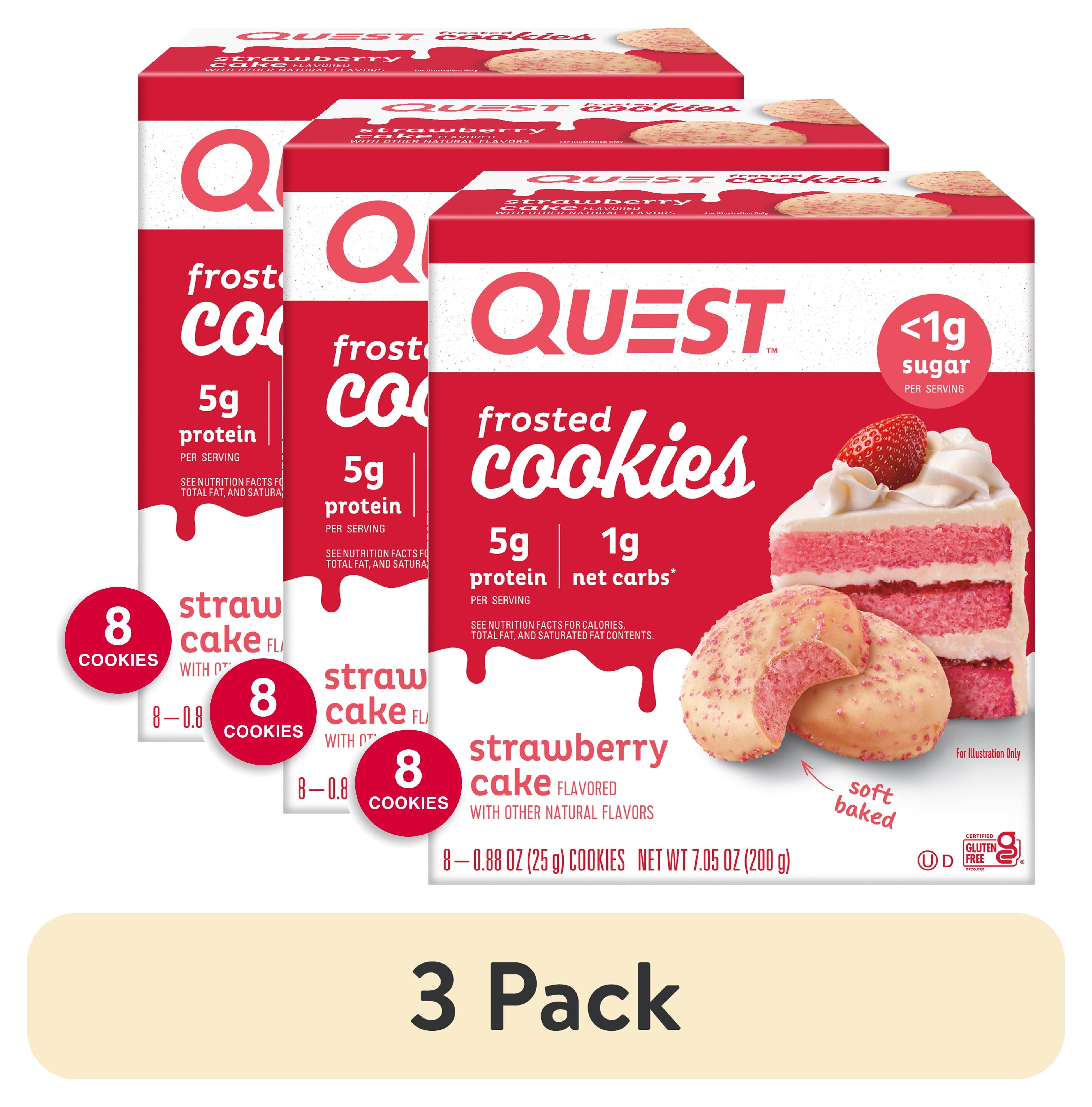 (3 pack) Quest Protein Cookie, Strawberry Cake Frosted Cookie - Walmart.com