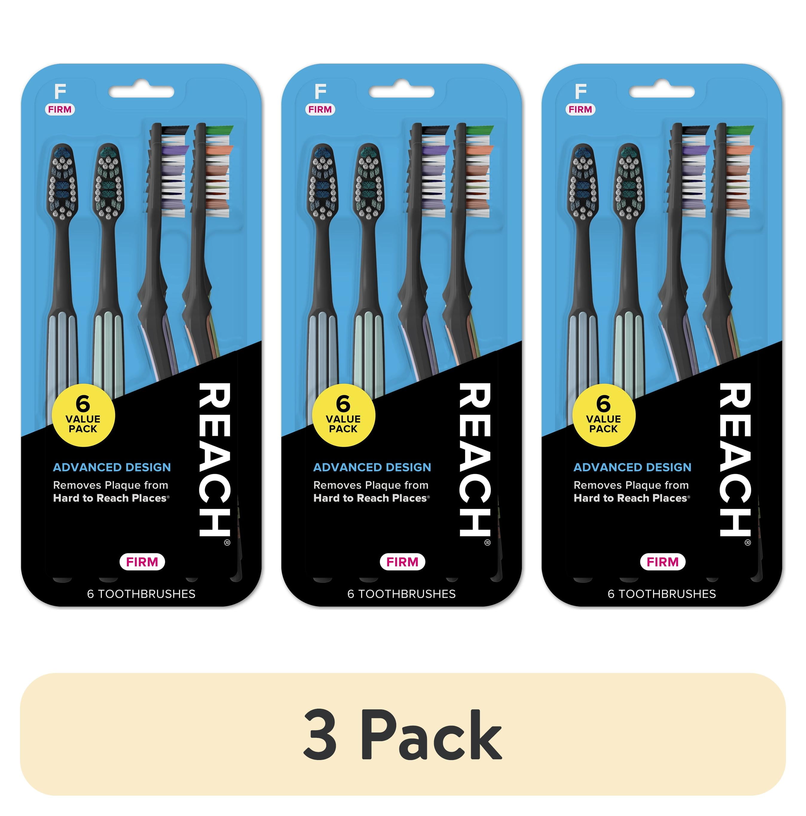 (3 pack) REACH Advanced Design Angled Neck Toothbrush, Firm, 6 Count ...