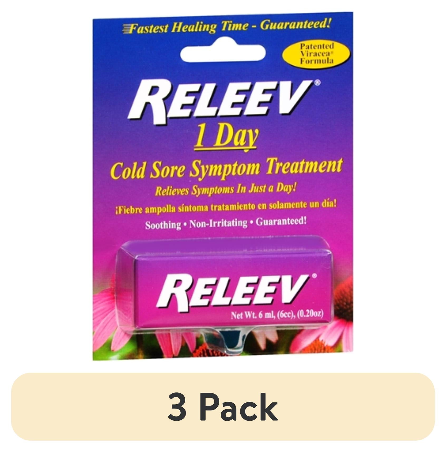 (3 pack) RELEEV 1 Day Cold Sore Treatment 6 mL - Walmart.com