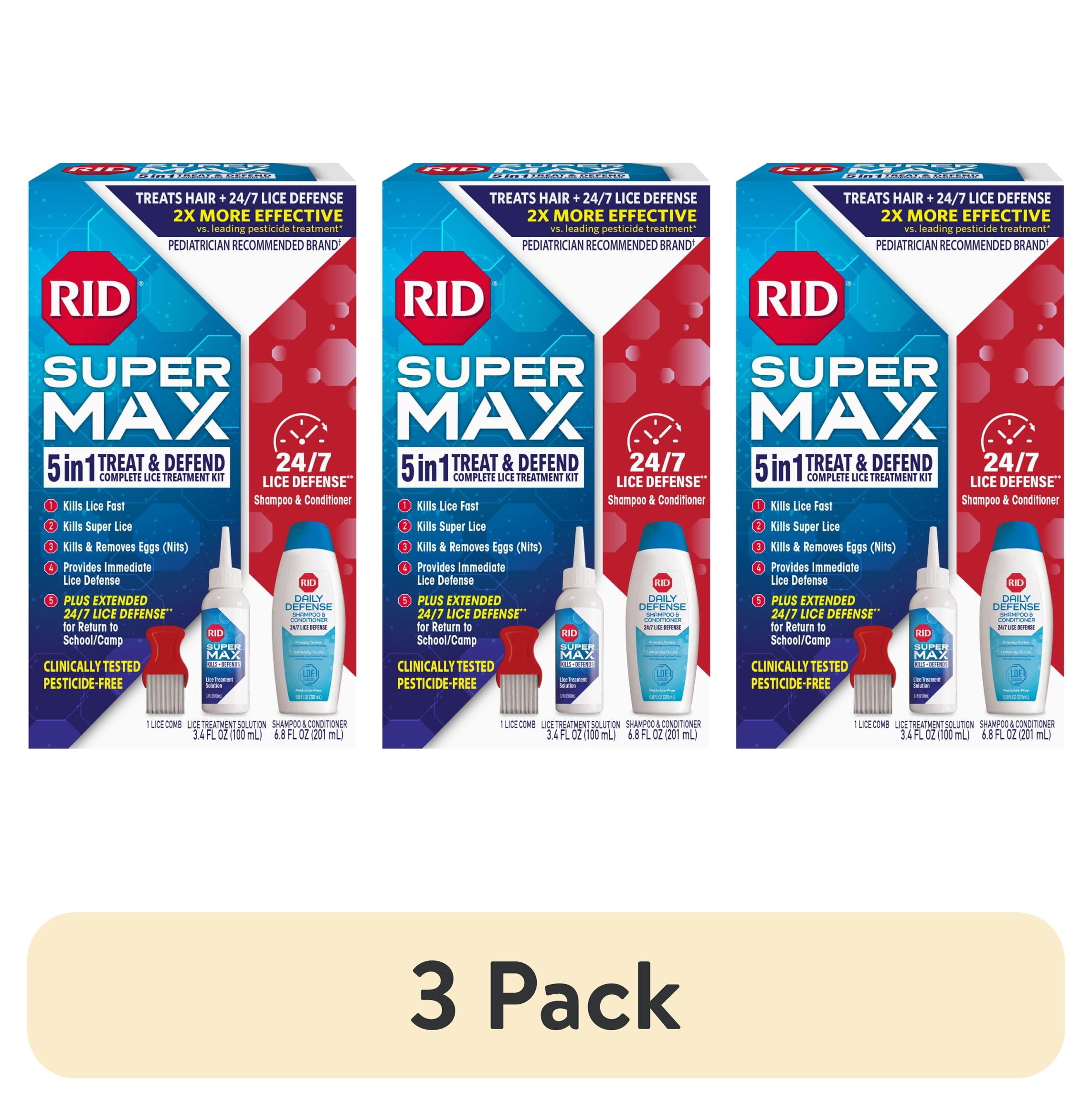 (3 pack) RID Super Max 5-in-1 Complete Lice Treatment Kit Kills Super ...